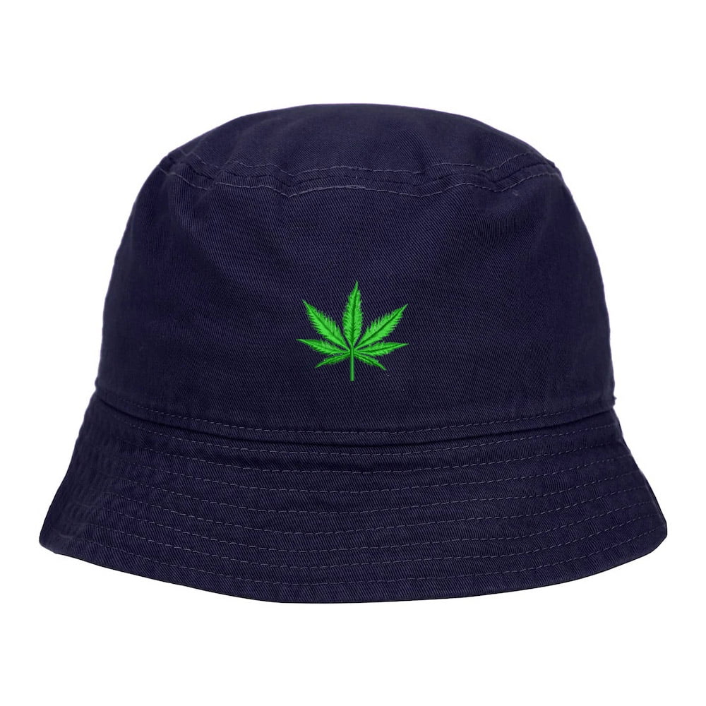Mens Bucket Hat Weed Cannabis Embroidered Washed Cotton Classic Bucket ...
