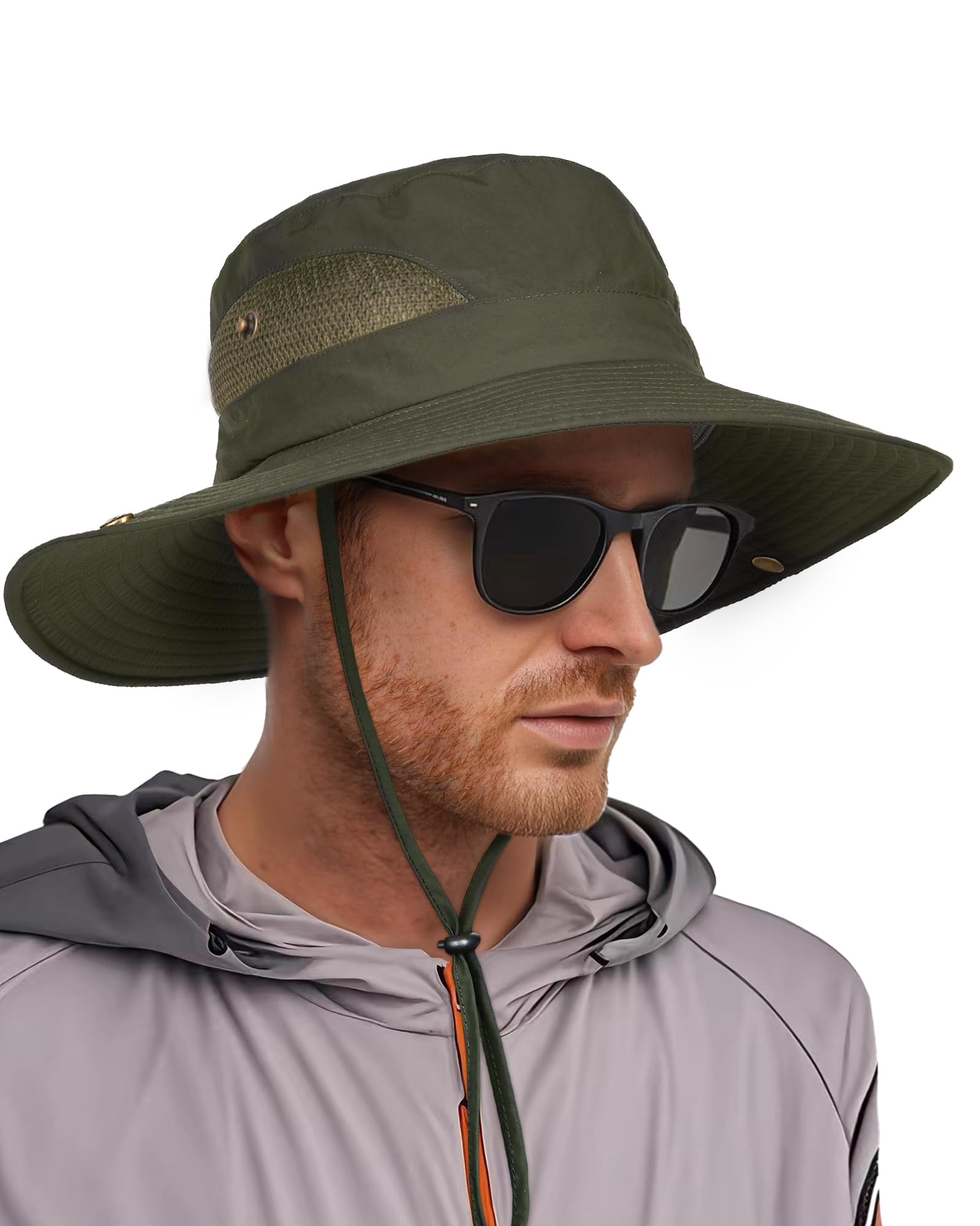 Mens Bucket Sun Hat UPF 80+ Wide Brim Hiking Fishing Beach Outdoor Hats ...