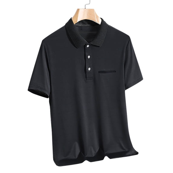 Mens Business Casual T-Shirt Breathable Cool Button Down Short Sleeve ...