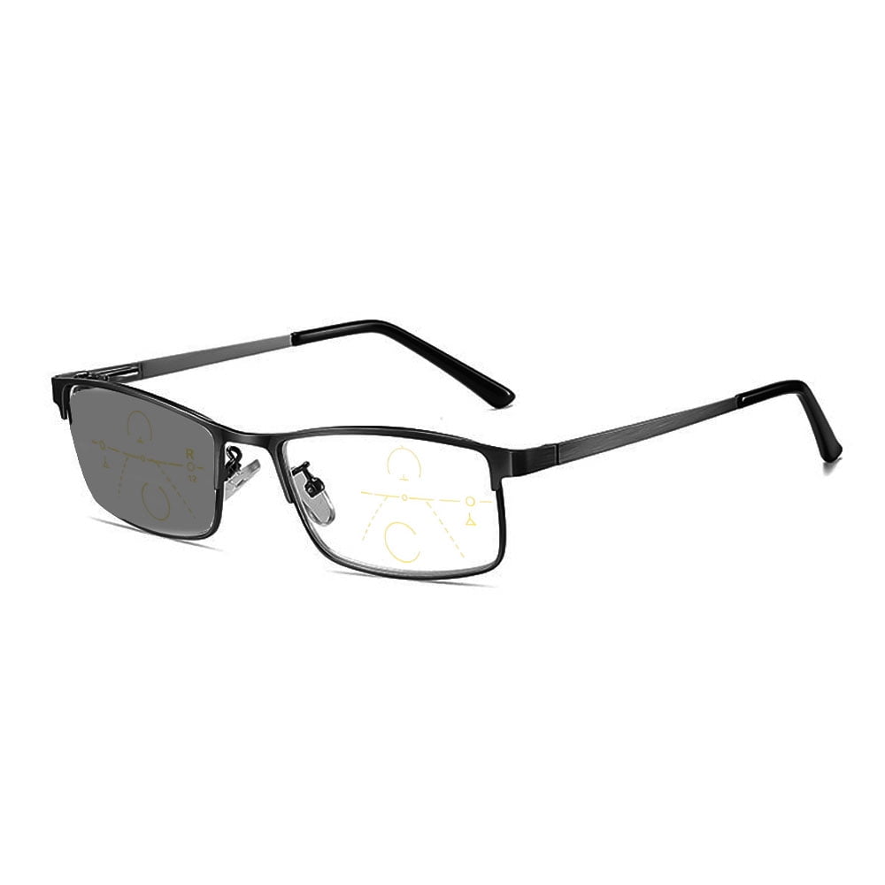 Mens Business Photochromic Progressive Black Reading Glasses, Metal ...