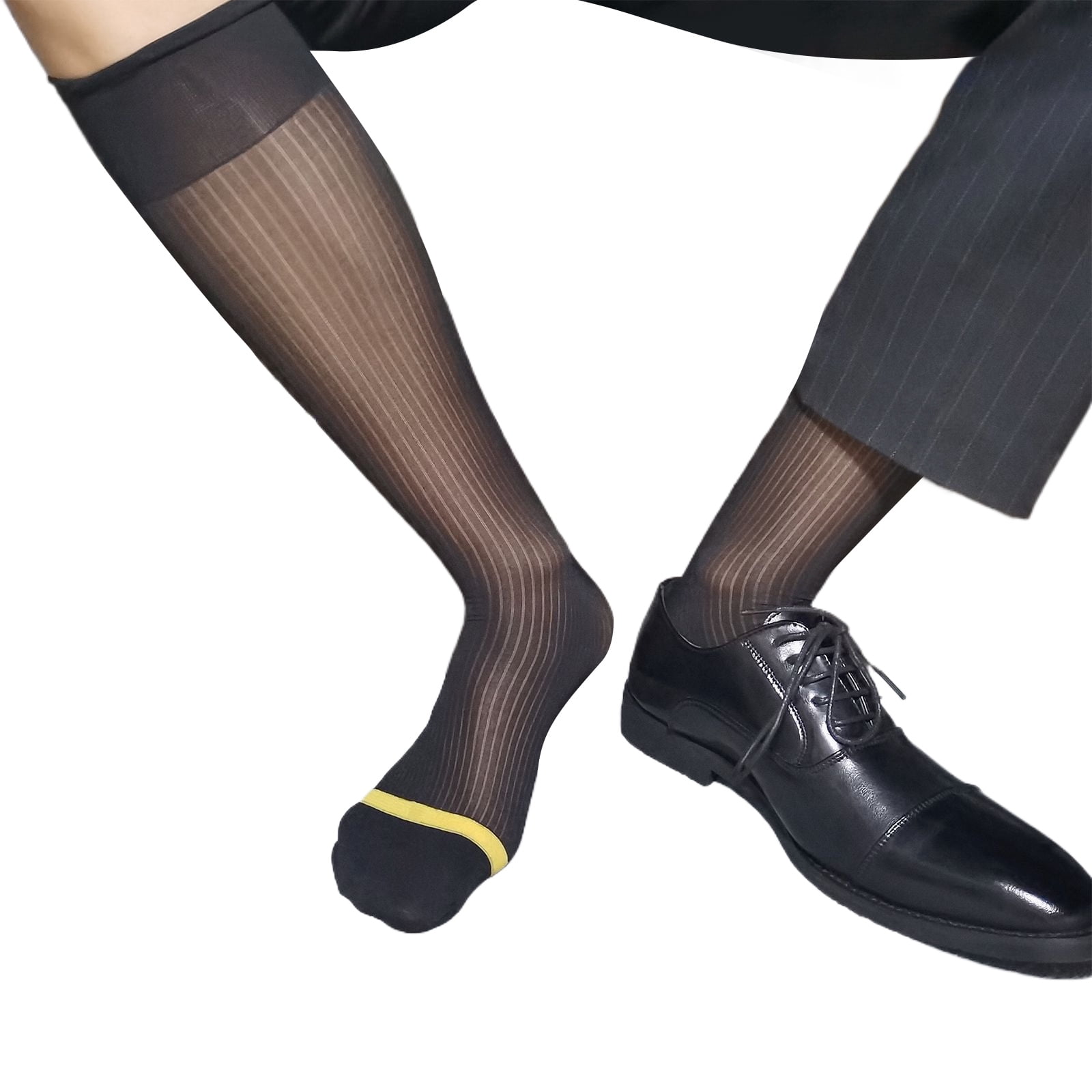 Mens Business Suit Soft Nylon Sheer Dress Socks Thin See Through Silk ...