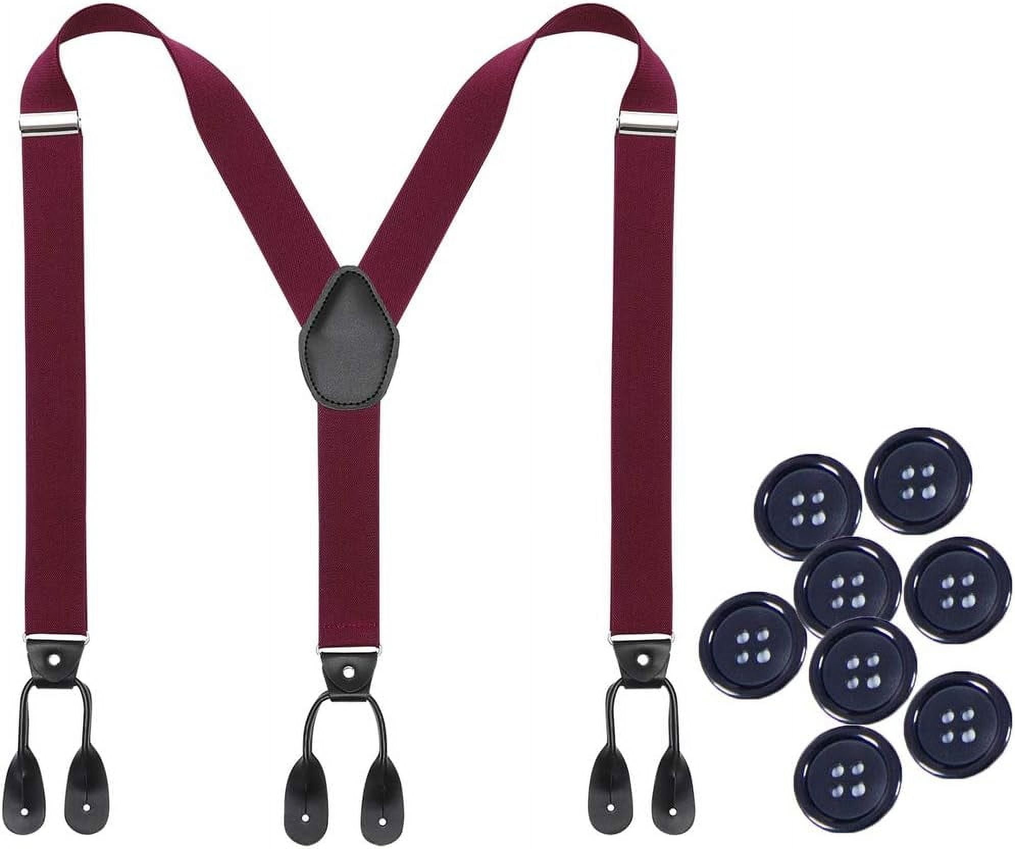 Mens Button Braces for Trousers - 1.37 Inches Adjustable Faux Leather ...