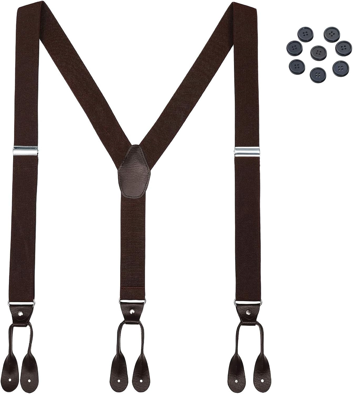 Mens Button End Elastic Suspenders - Adjustable Y shape Formal ...
