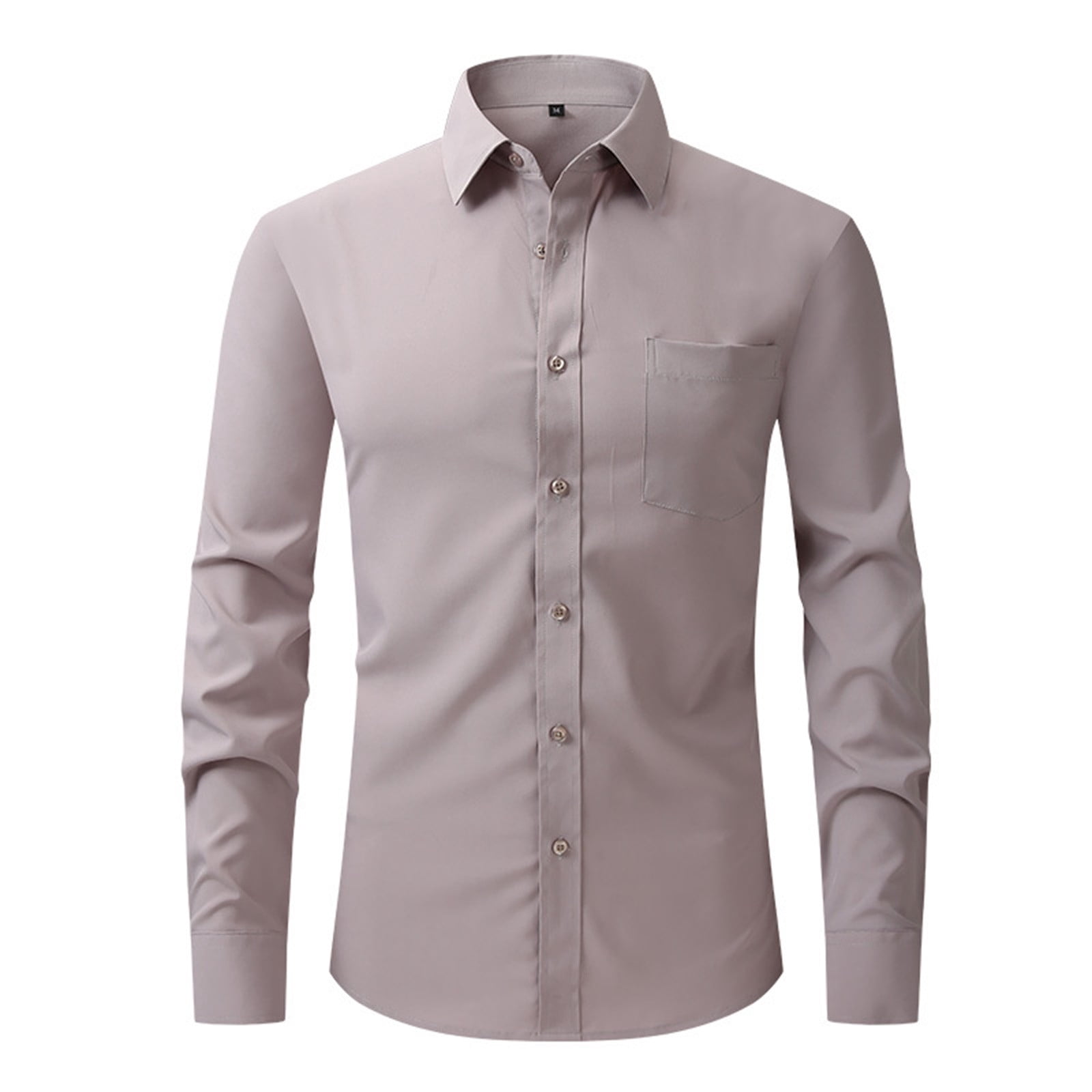 Mens Button Up Shirt Casual Dressy Long Sleeve Turndown Collar Shirt ...