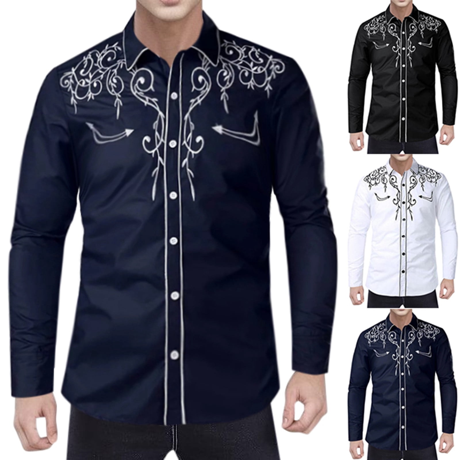 Mens Button Up Shirt Vintage Pearl Snap Shirt Rhinestone Cowboy Cut ...