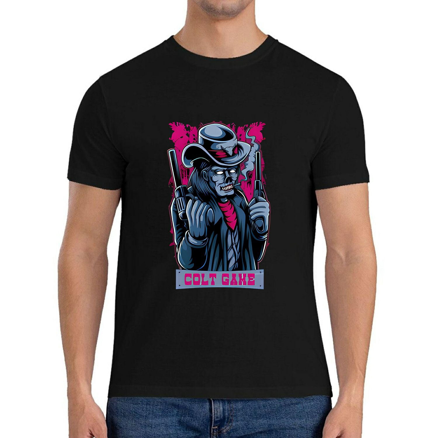 Mens COLT GAME Crew Neck T-Shirt Black Small - Walmart.com