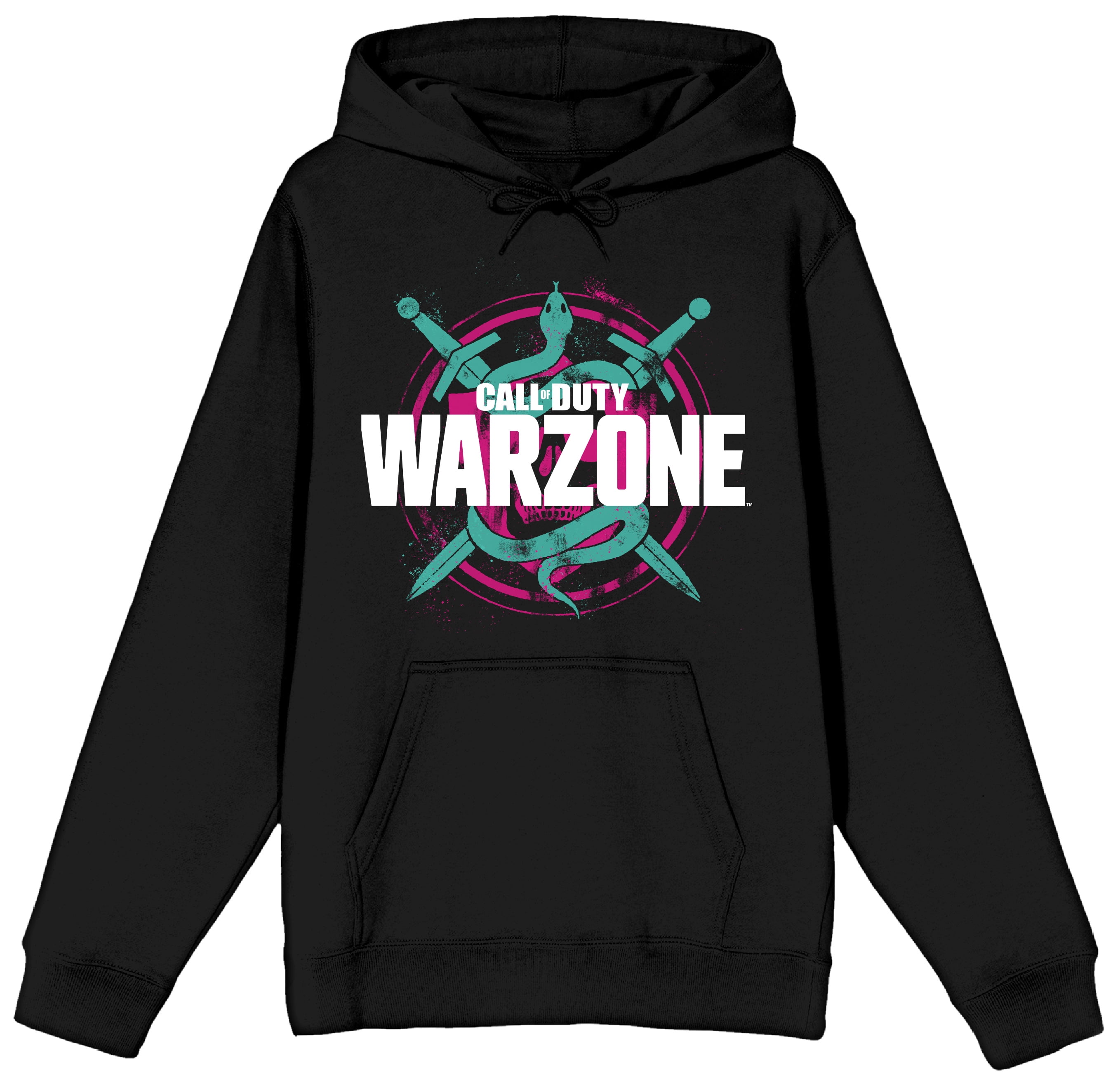 Mens Call of Duty Warzone Skull and Swords Badge Black Hooded ...