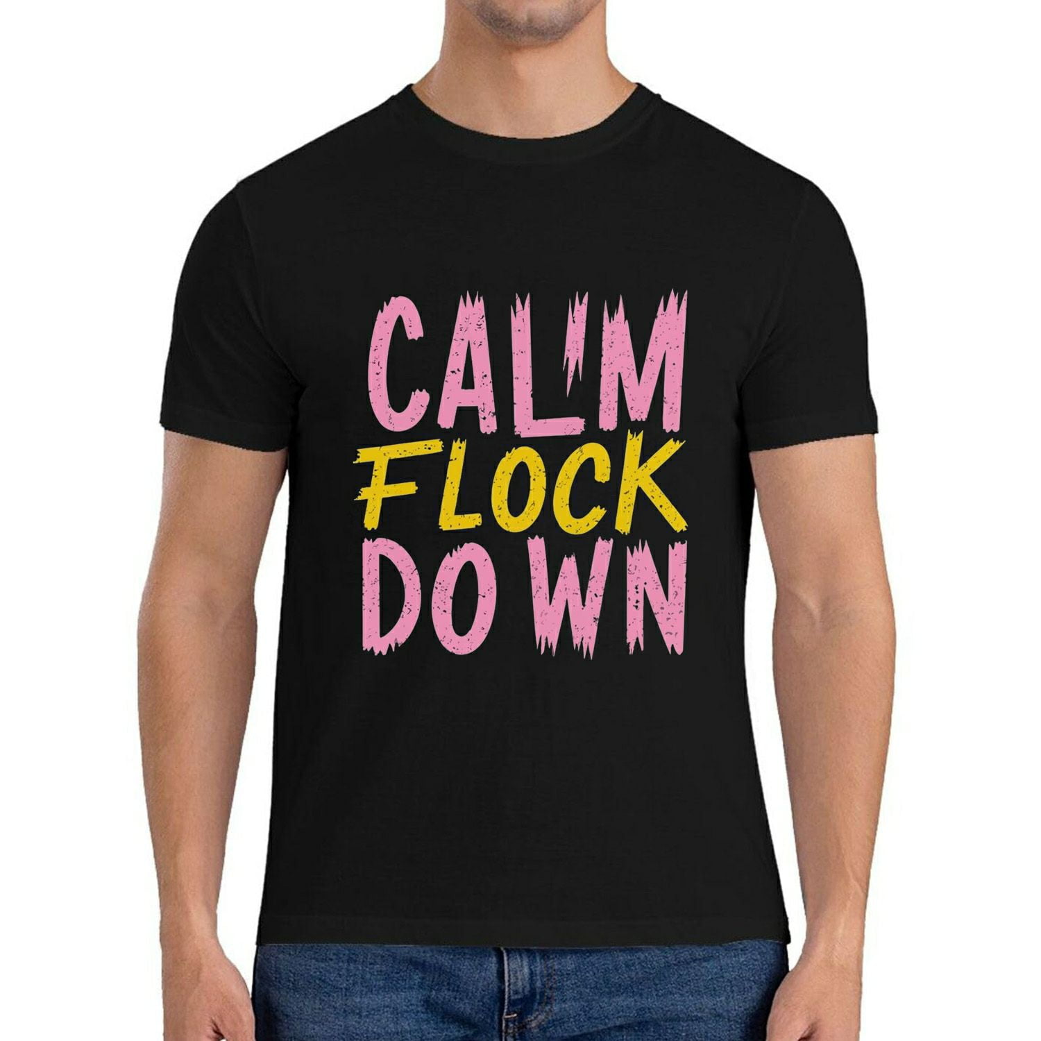 Mens Calm The Flock Down Casual Shirt Black - Walmart.com