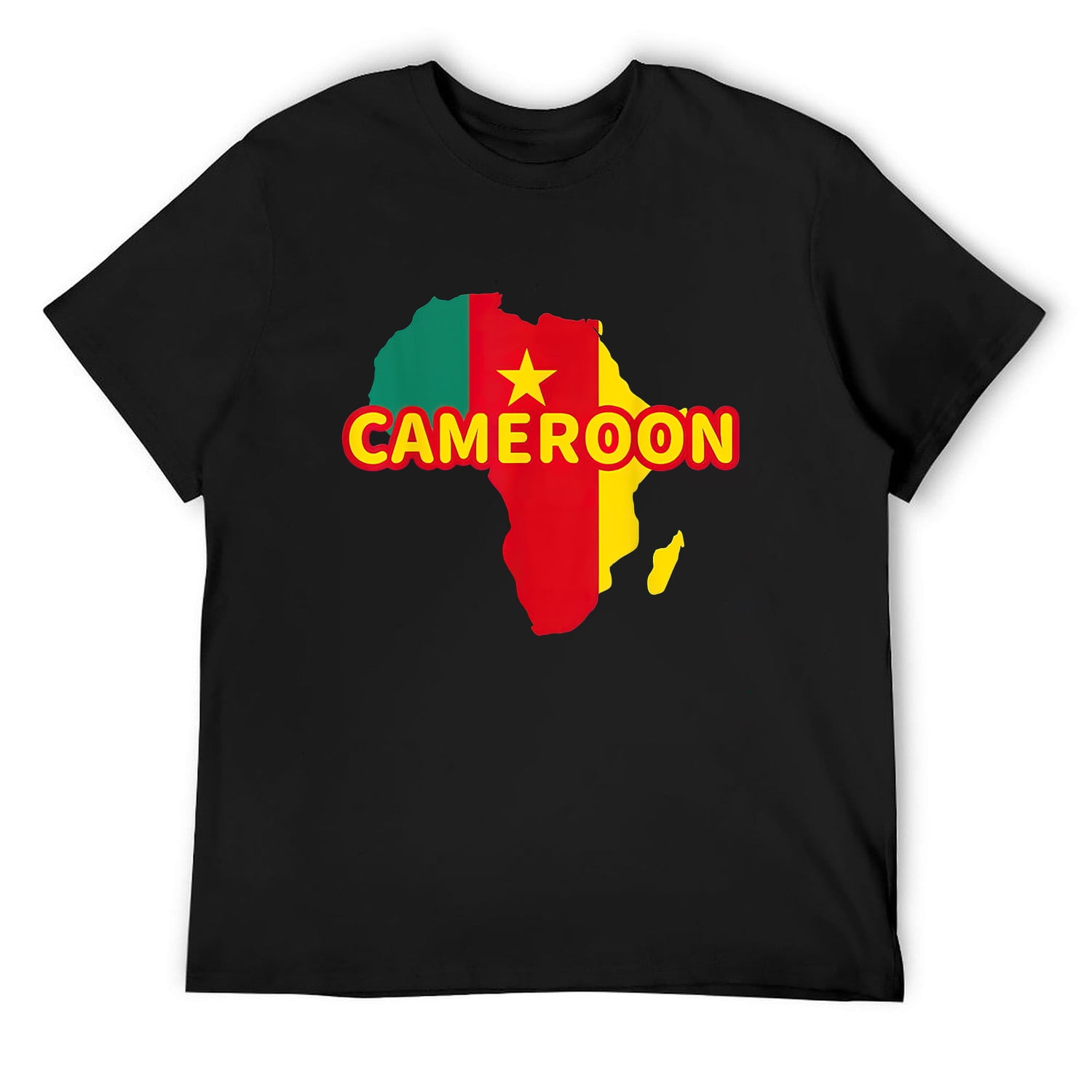 Mens Cameroon Cameroonian Pride Flag Map Africa Print T-Shirt Black 4X ...