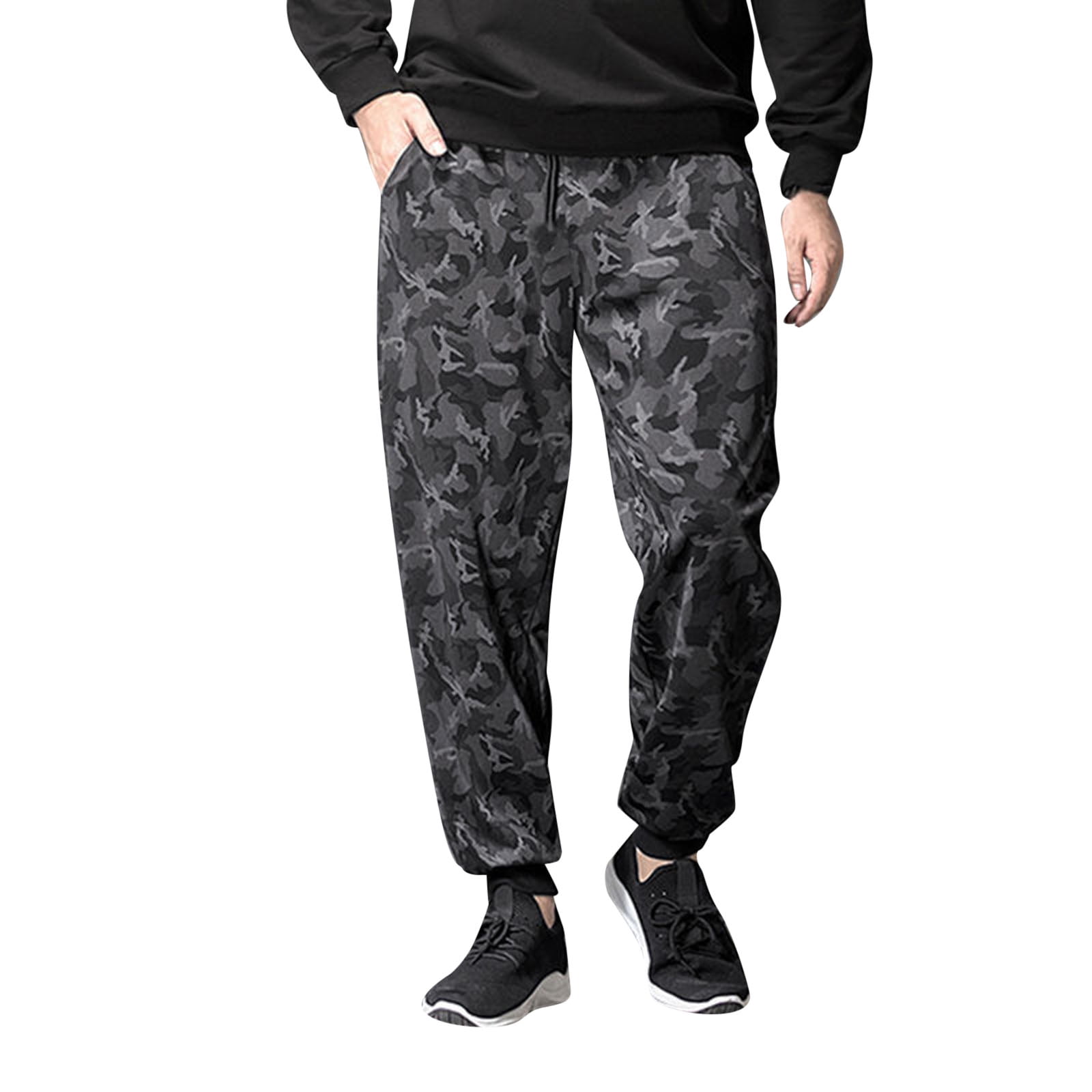 Mens Camo Sweatpants Winter Velvet Thick Sports Trousers Large Size ...