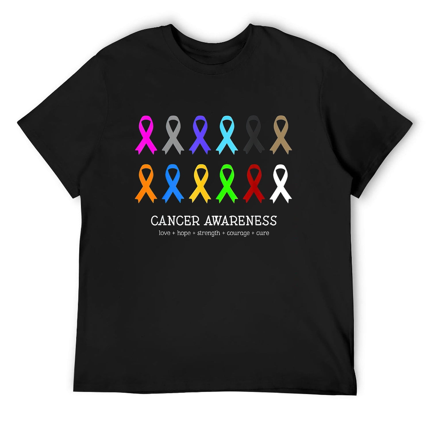 Mens Cancer Awareness Clothing - Fight Cancer Ribbon T-Shirt Black ...