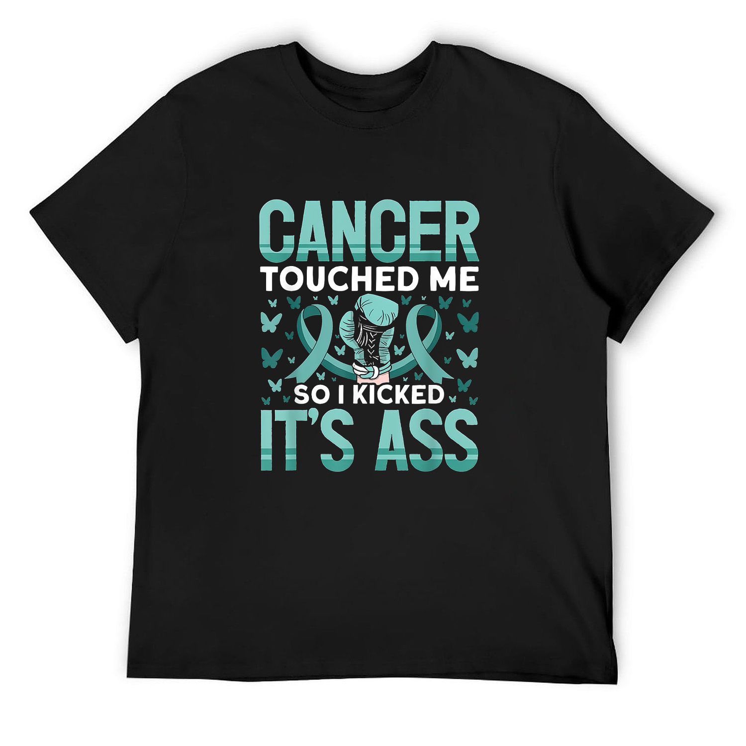 Mens Cancer touched me so i kicked it's Ovarian Cancer Awareness T ...