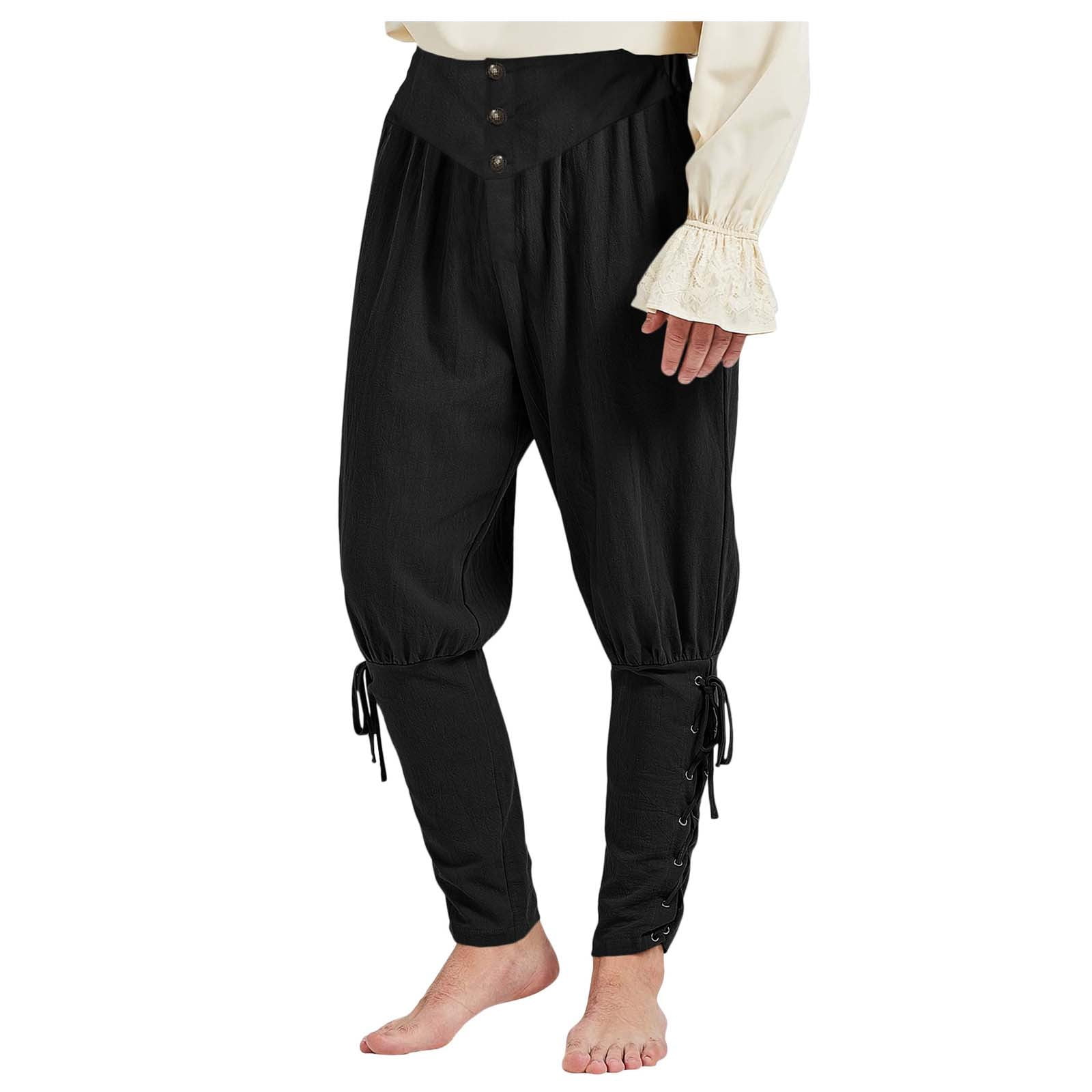 Mens Cargo Pants Male Ankle Pants Lace Up Tapered Linen Trousers Summer ...