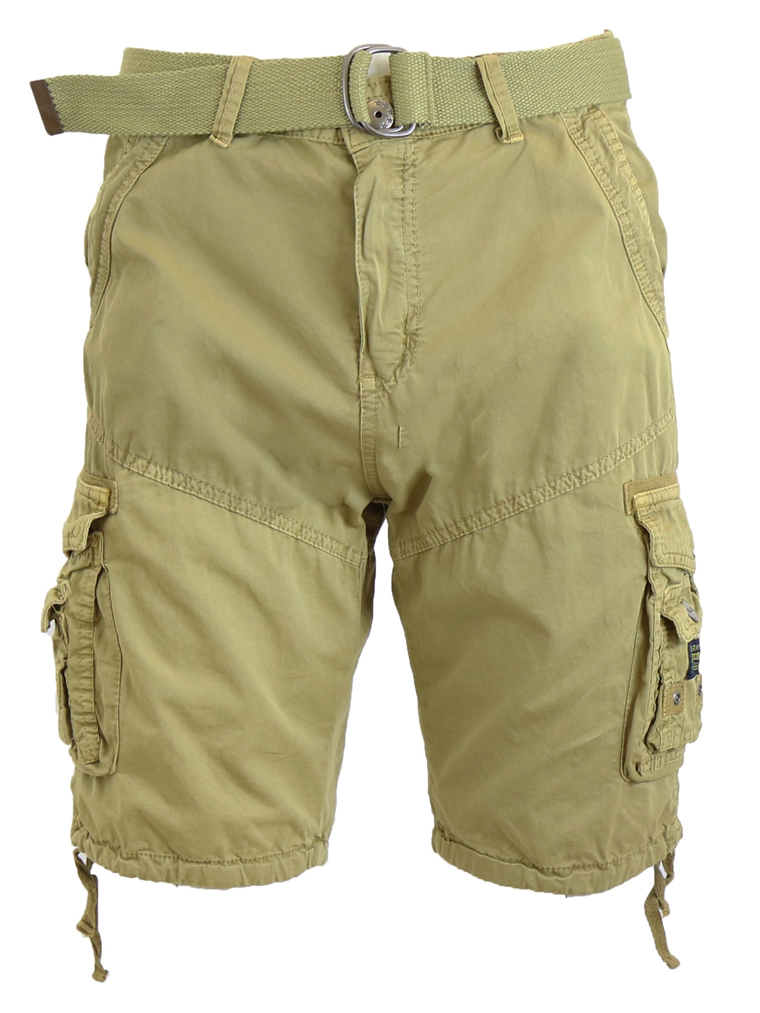 GBH Mens Cargo Shorts, Belted Cotton Twill, Flat Front, Utility Pockets ...