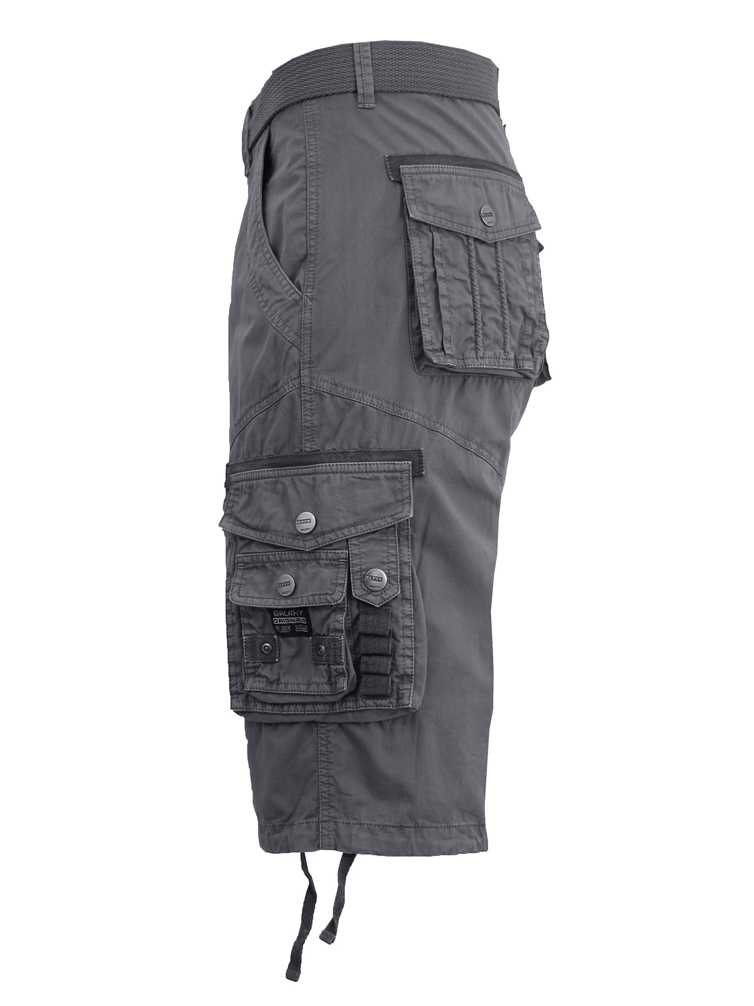 Mens Regular-Fit Cotton Twill Cargo Shorts with Belt, Utility Pockets ...