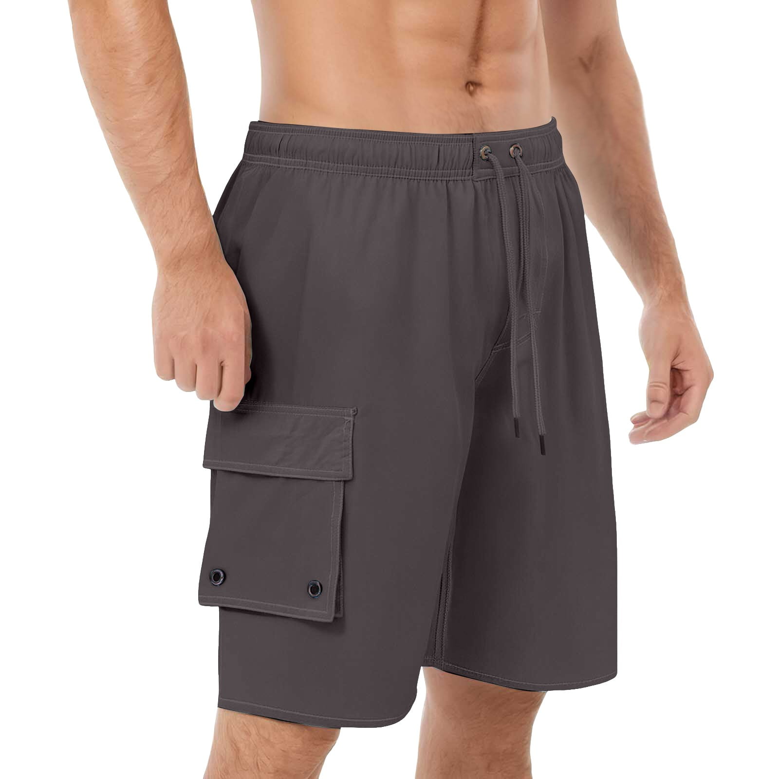 Mens Cargo Shorts Swimming Trunks with Mesh Beach Board Shorts with ...