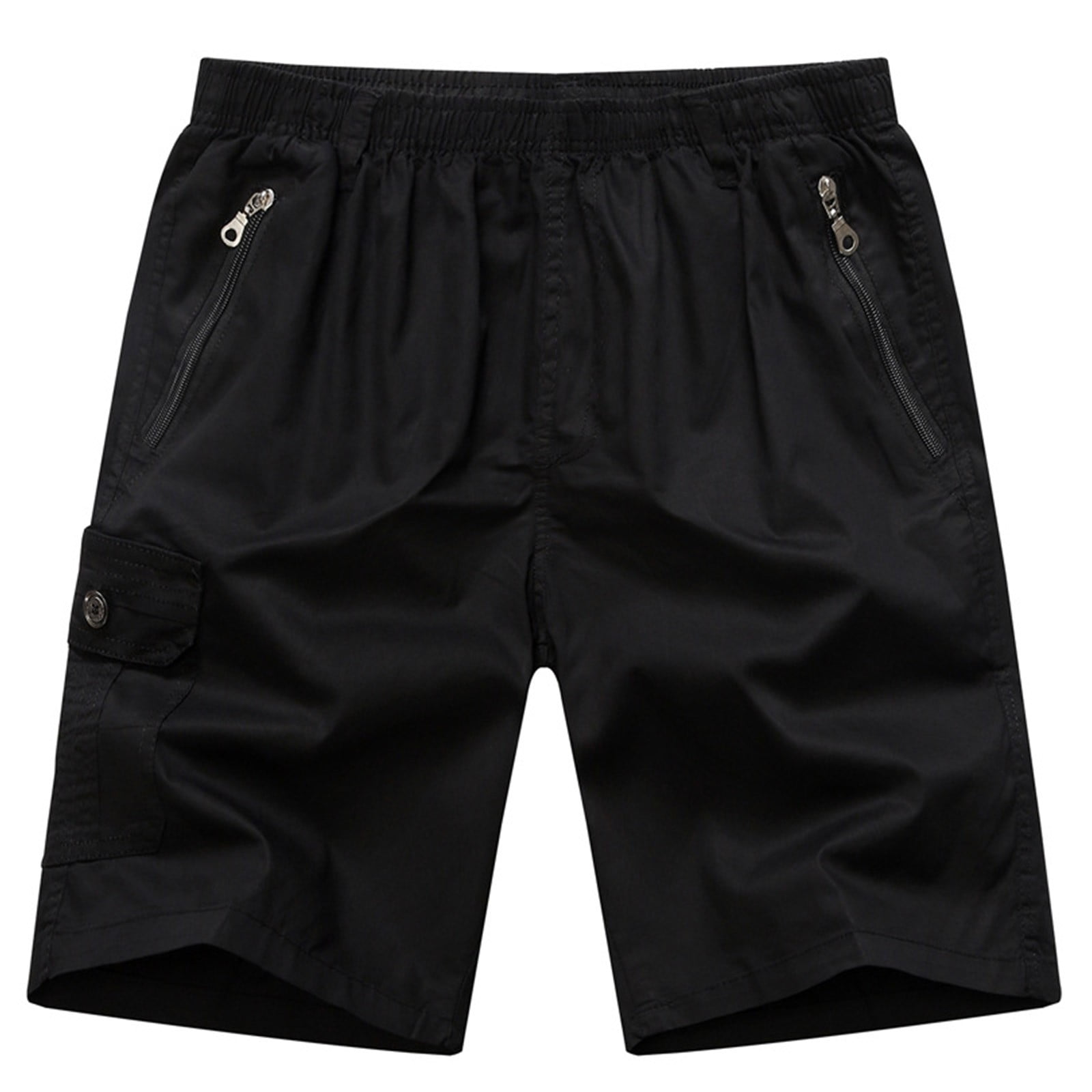 Mens Cargo Shorts with Zipper Pockets L-5XL Big & Tall Elastic Waist ...