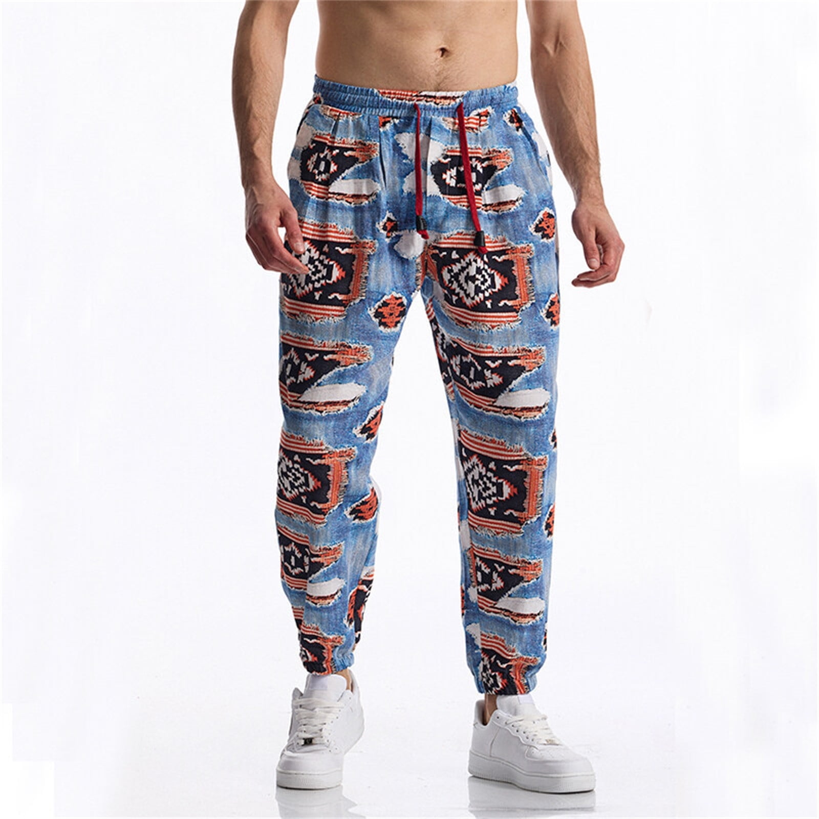 Mens Cargo Sweatpants Elastic Waist Fleece Joggers For Men With Pockets ...