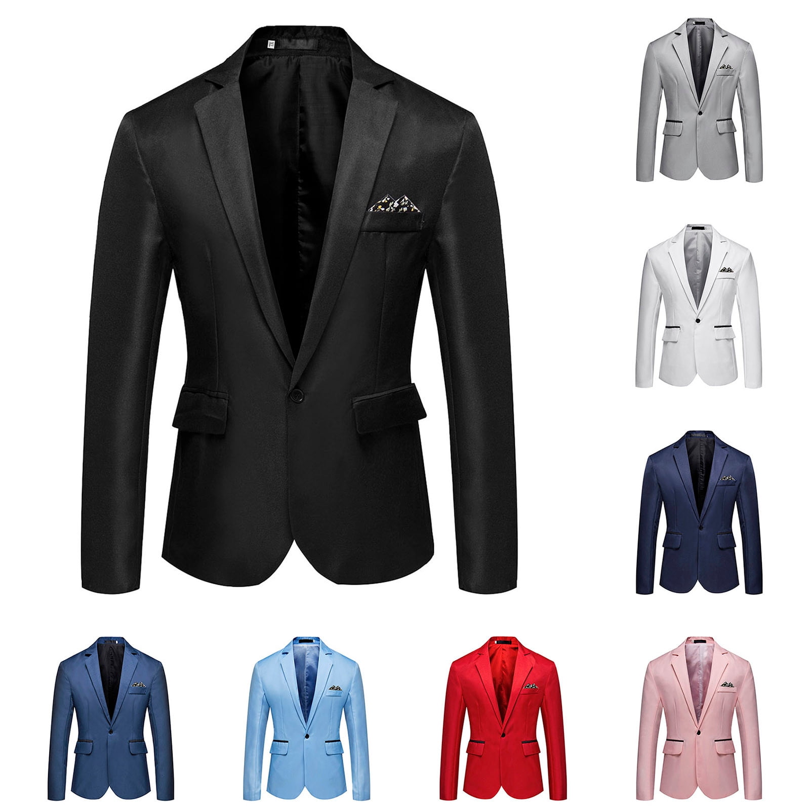 Mens Casual Blazer Jackets One Button Regular Fit Lightweight Sport ...