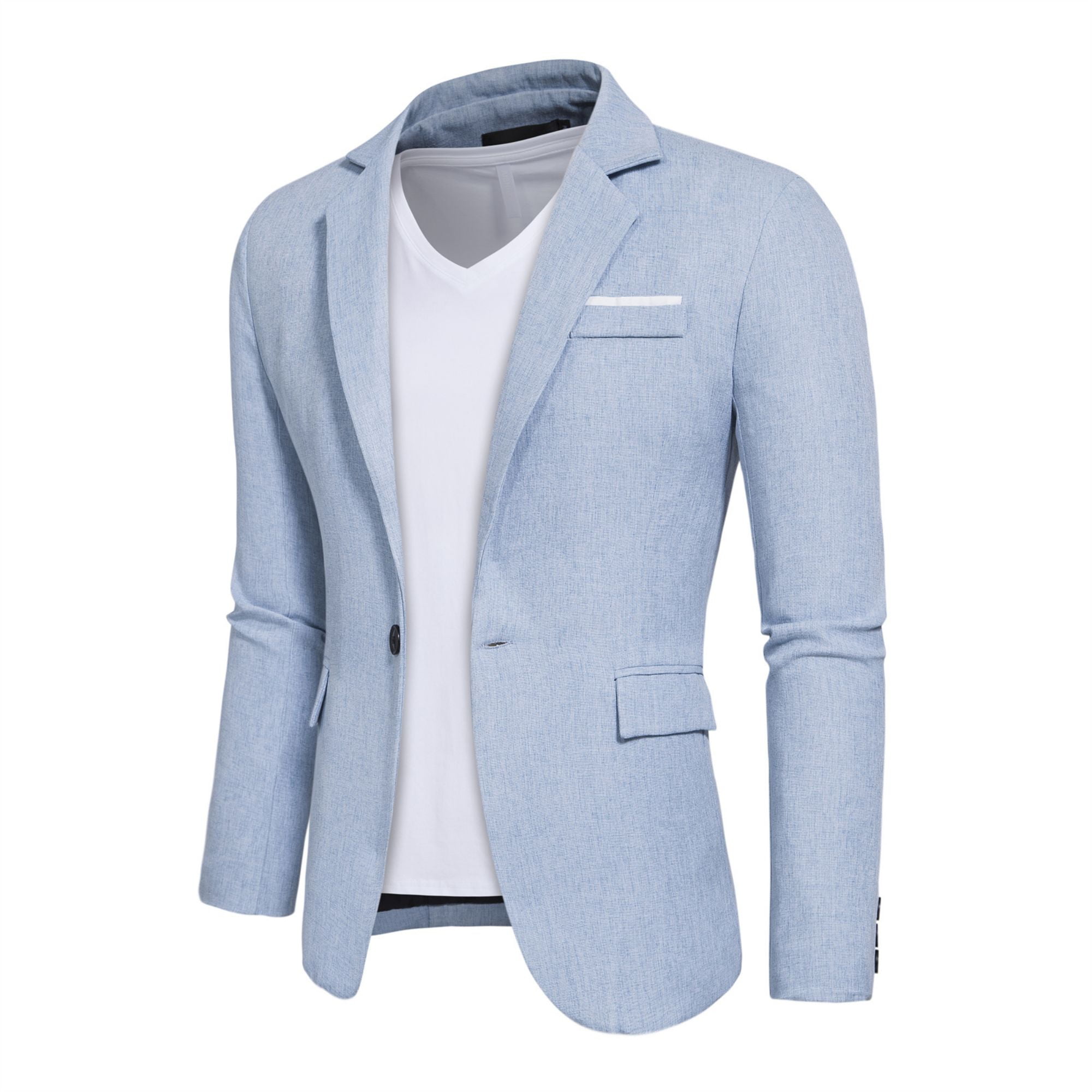 Mens Casual Blazers 1 Button Slim Fit Suit Jackets Lightweight Sport ...