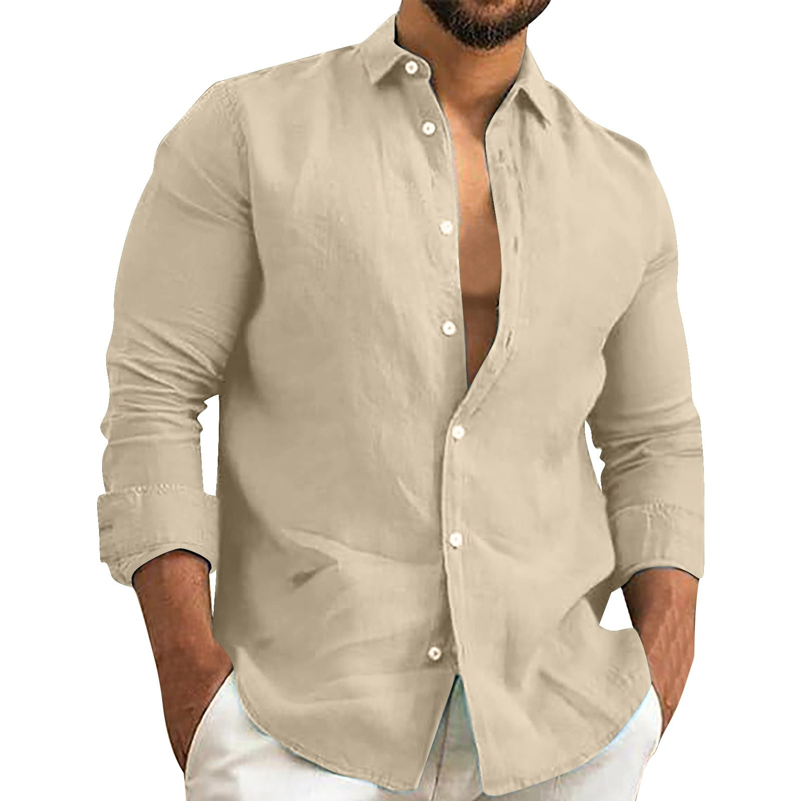 Mens Casual Button Down Shirts Long Sleeve Chambray Shirts Fashionable ...