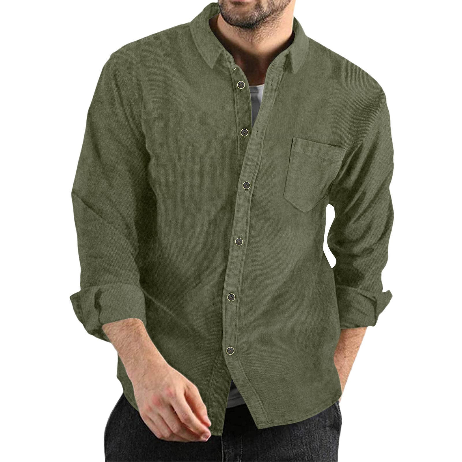 Mens Casual Button Down Shirts Long Sleeve Chambray Shirts Mens Autumn ...