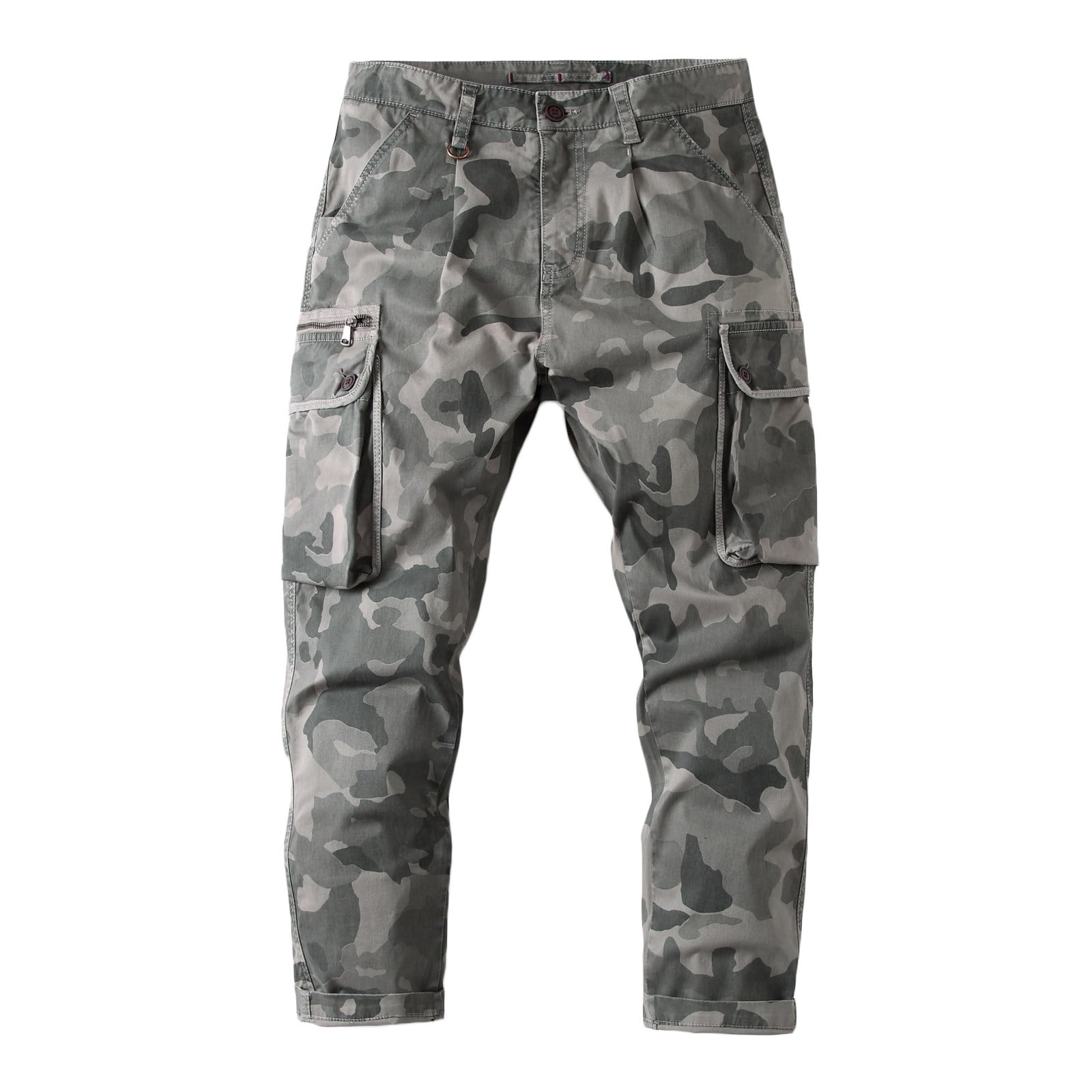 Mens Casual Camouflage Cargo Pants Straight Leg Military Combat Pants ...