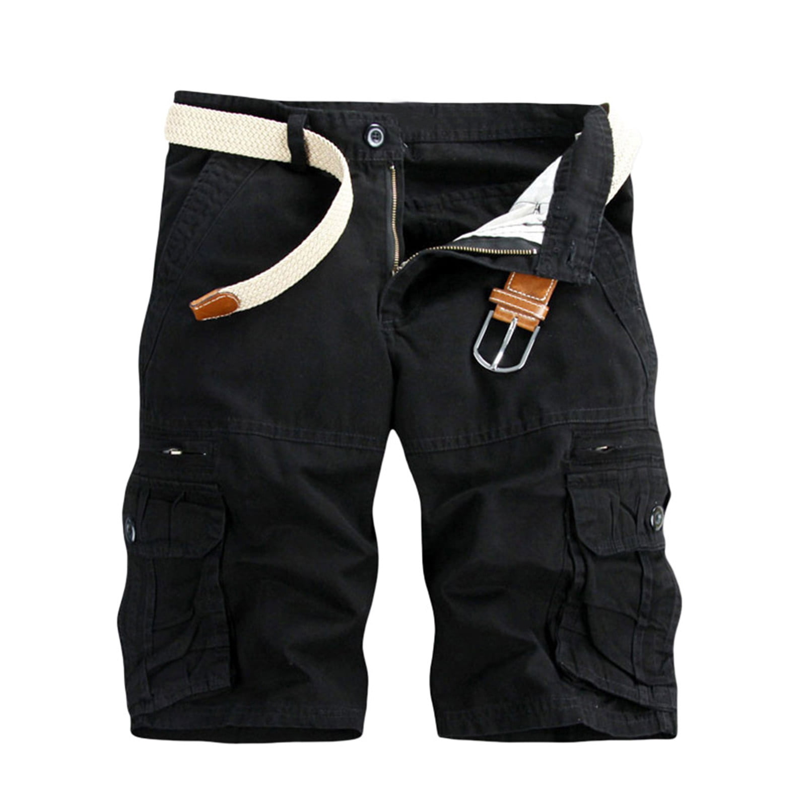 Mens Casual Cargo Shorts Zipper Button Relaxed Fit Jean Shorts ...