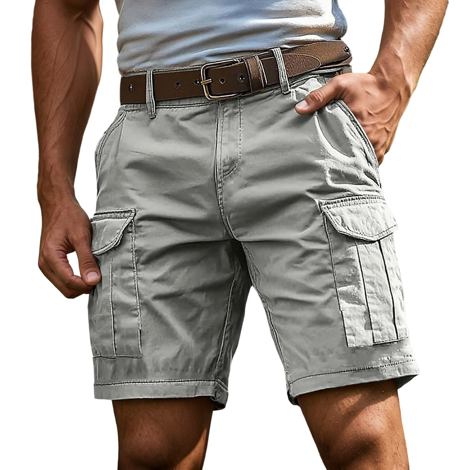 Mens Casual Cargo Shorts with Pockets Travel Work Short Pants ...