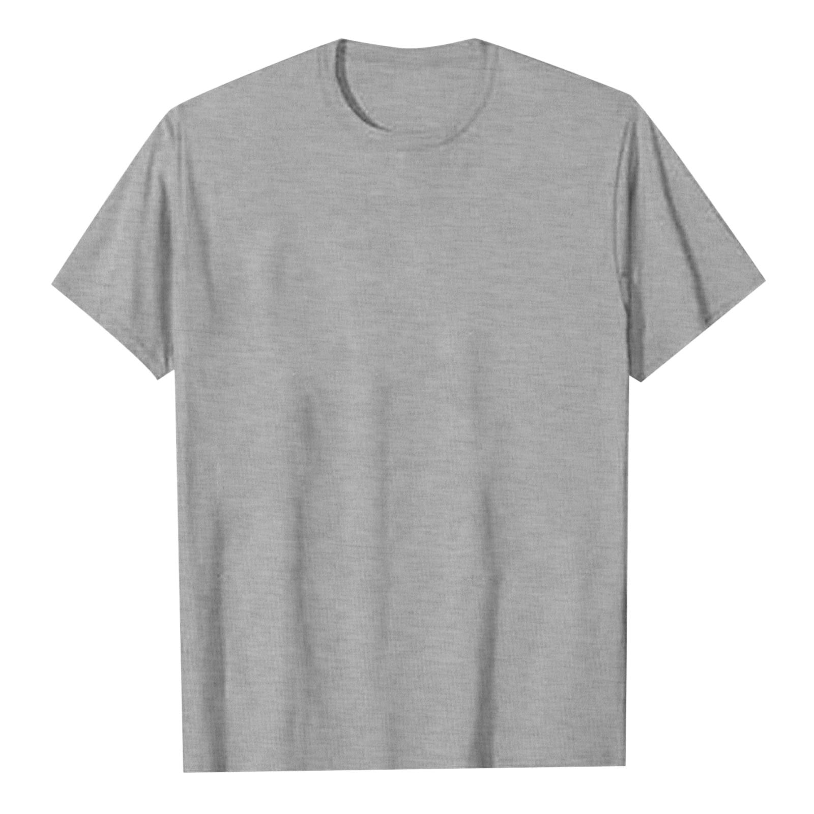 Mens Casual Cotton T Shirt Short Sleeve Crewneck Plain T-Shirt ...