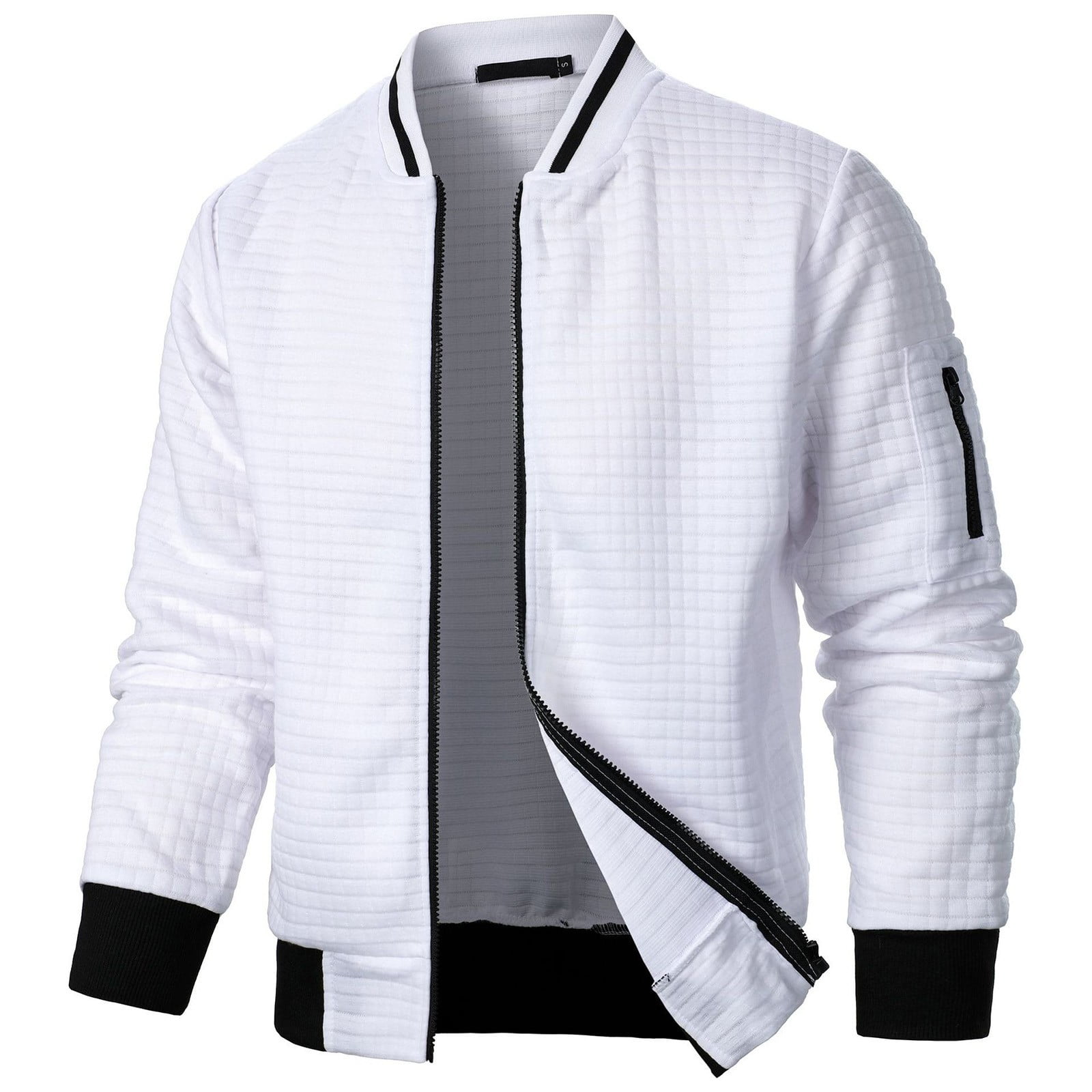 Mens Casual Jackets Lightweight Fall Bomber Jacket Full Zip Knit ...