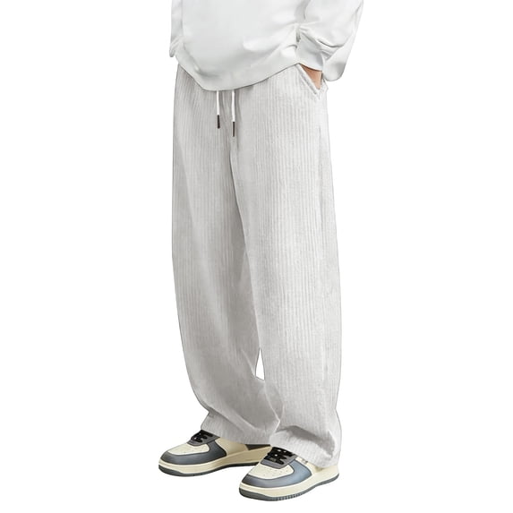 Mens Casual Pants Fashion Loose Fit Wide Leg Pants Straight Sweatpants ...
