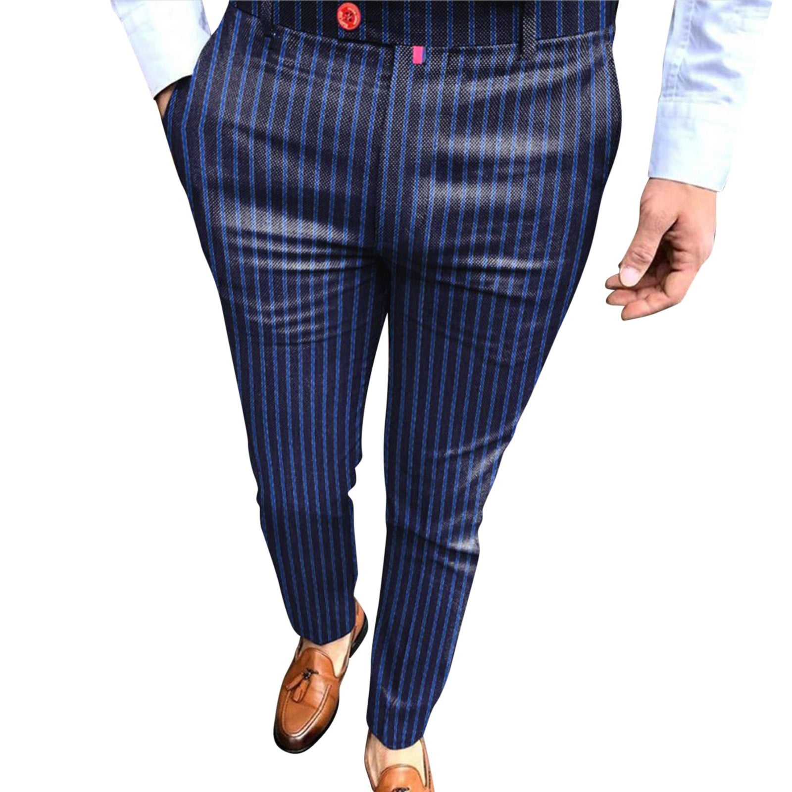 Mens Casual Pants Men'S Casual Striped Printed Party Suit Pants Elastic ...