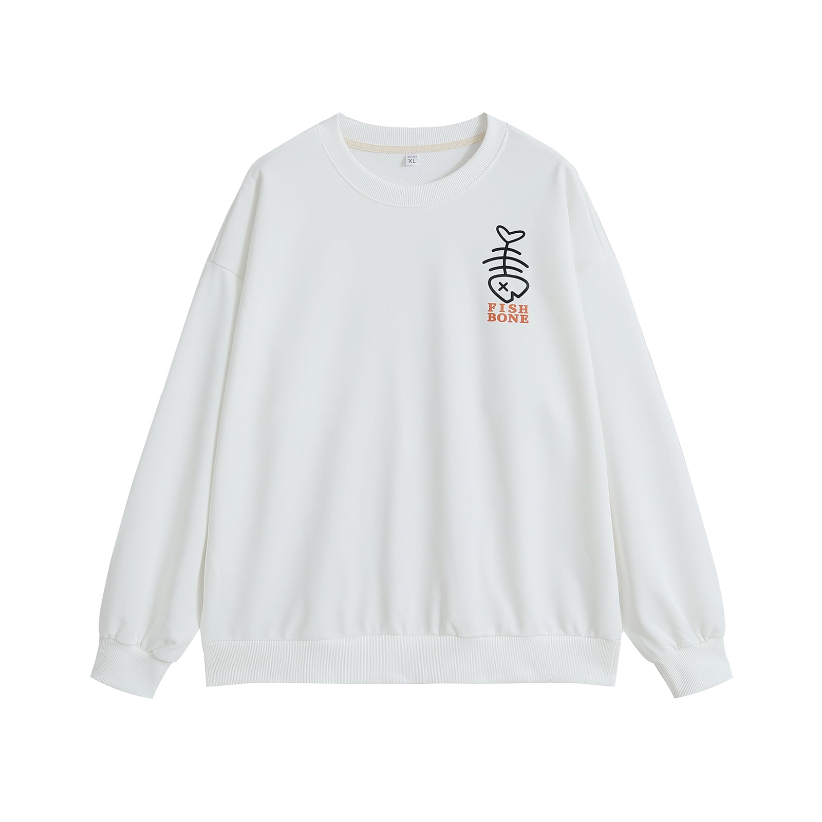 Mens Casual Sweatshirt Round Neck Pullover Fishbone Printed Top ...