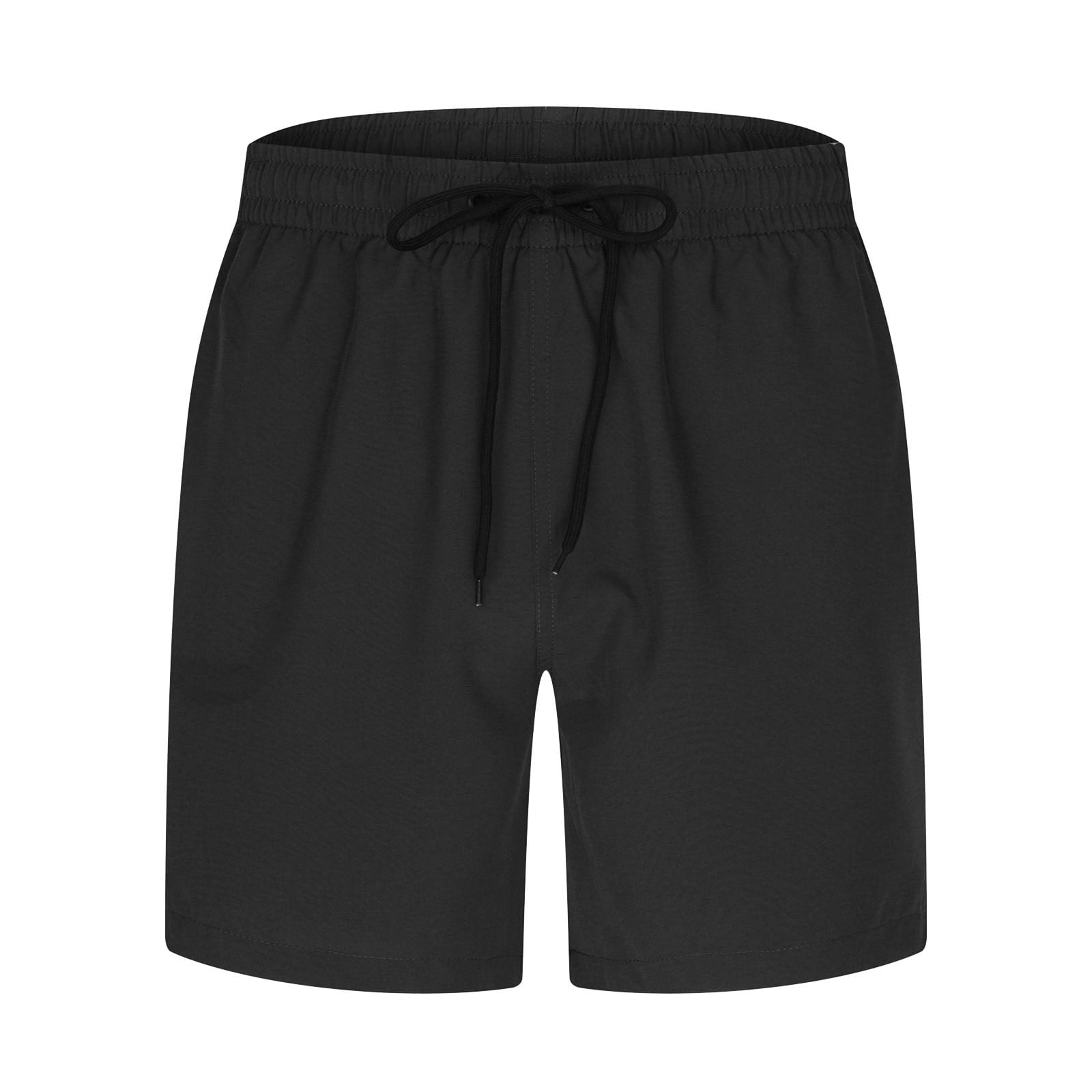 Mens Casual Swim Trunks Youth Zipper Pocket Sports Solid Color Plus