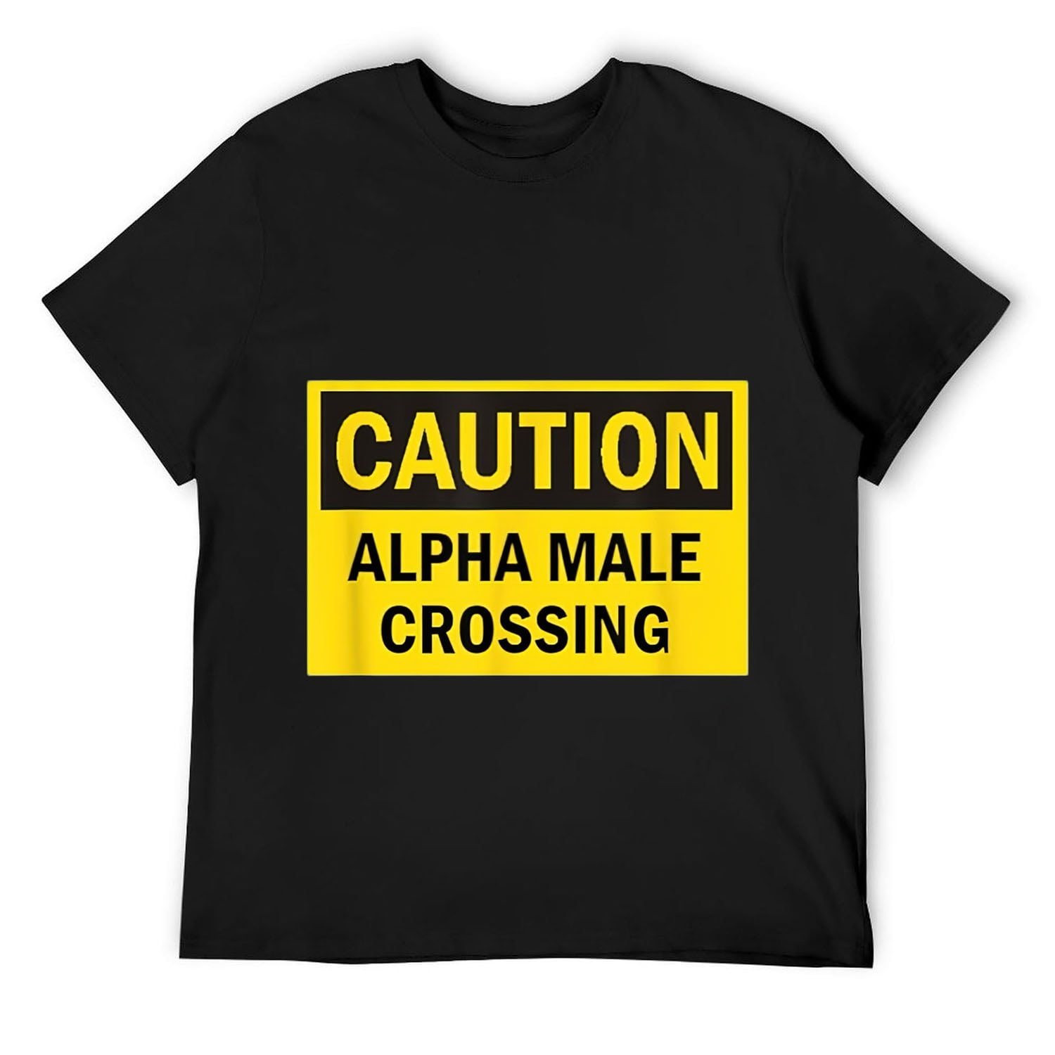 Mens Caution Alpha Male Crossing Funny T-Shirt Black - Walmart.com