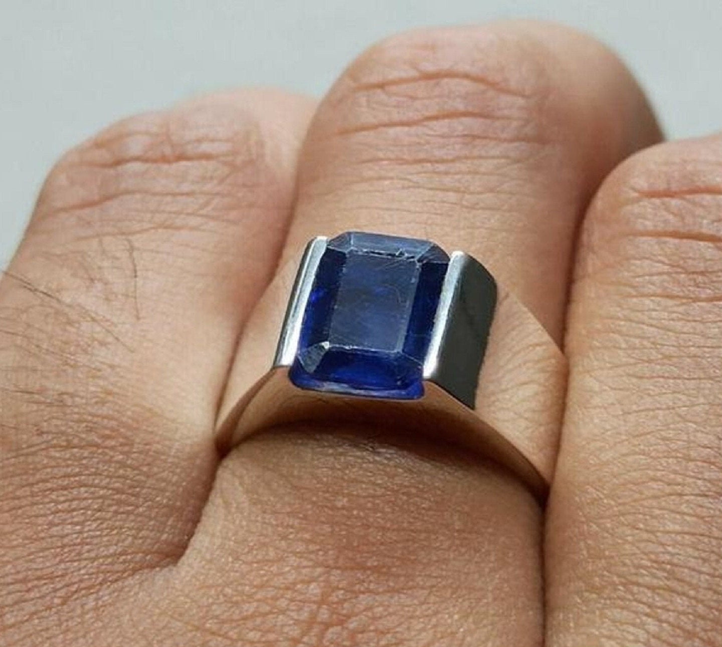 Mens Ceylon Royal Blue Sapphire Elegant Ring Sterling Silver 925 Ring ...