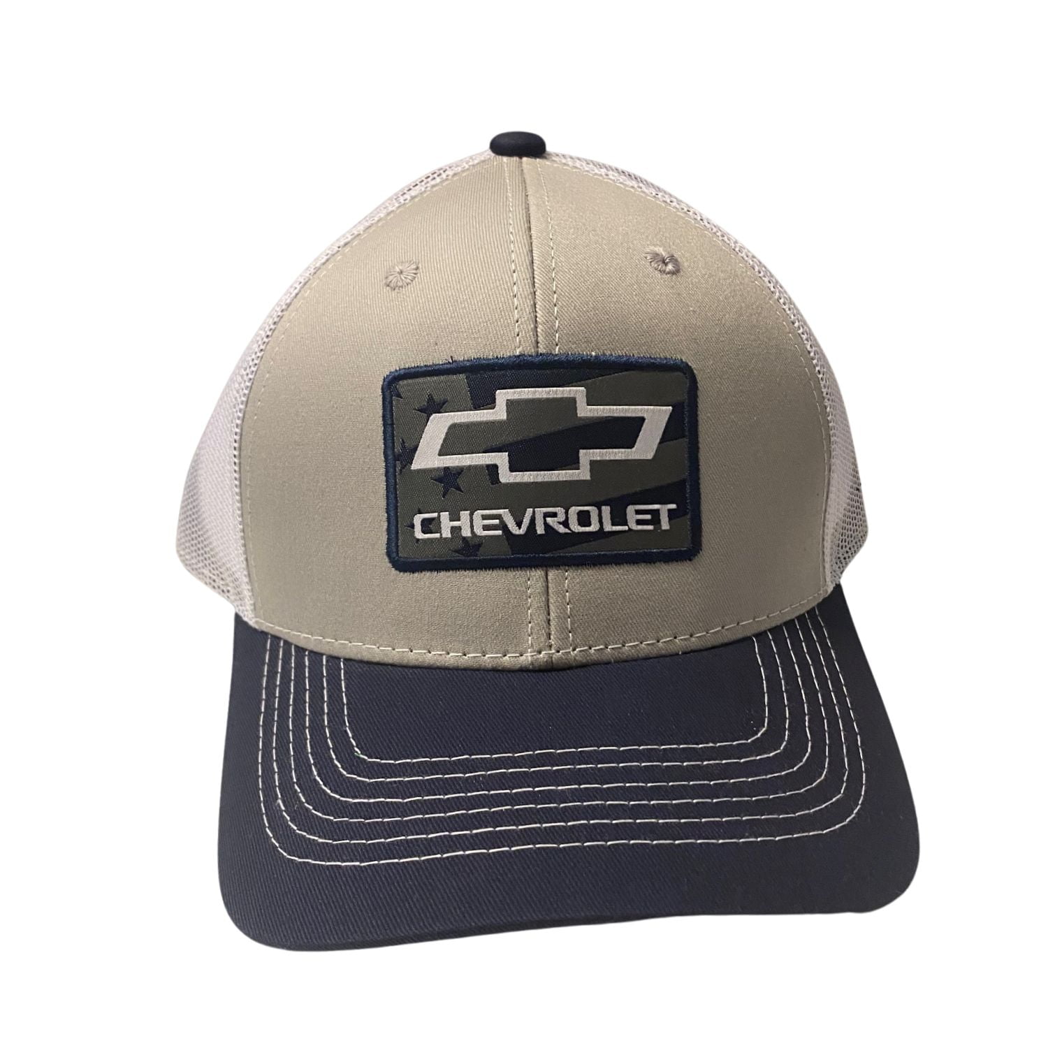 Chevrolet Mens Trucker Hat with Flag Logo Patch, Adjustable Mesh Back ...