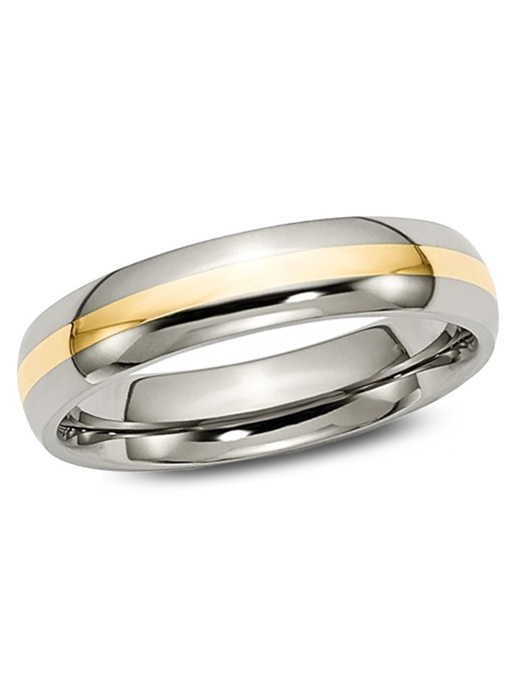 Mens Chisel 5mm Comfort Fit Titanium Wedding Band Ring with 14K Gold ...