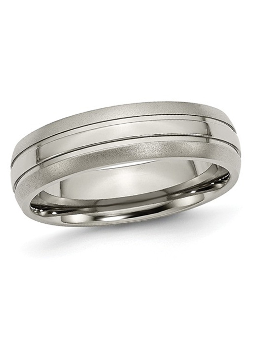 Mens Chisel 6mm Titanium Grooved and Brushed Wedding Band Ring ...