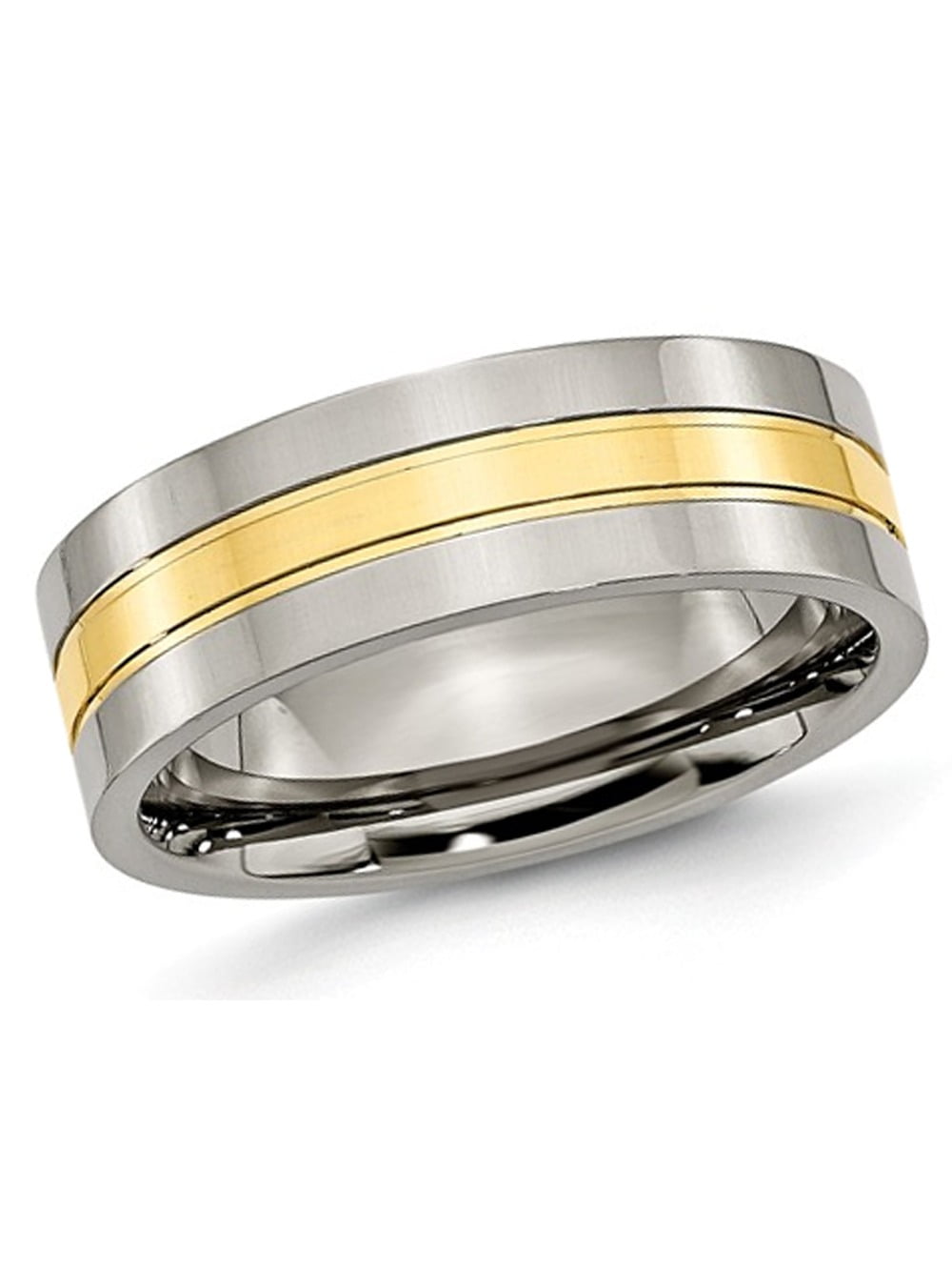 Mens Chisel 7mm Comfort Fit Titanium Polished Wedding Band Ring with ...