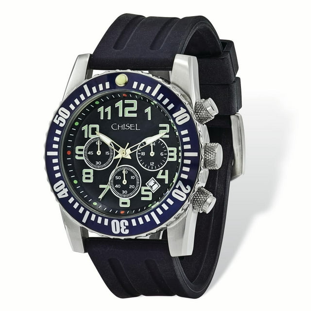Mens Chisel Black Dial & Silicone Strap Chronograph Watch - Walmart.com
