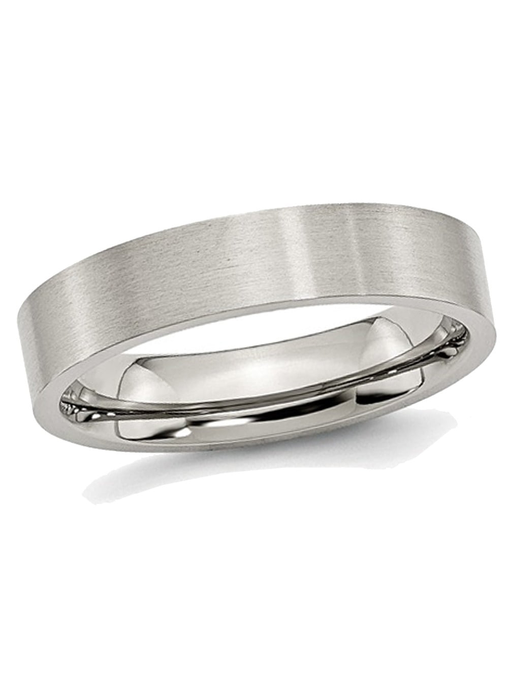 Mens Chisel Stainless Steel 5mm Flat Brushed 5mm Wedding Band Ring ...