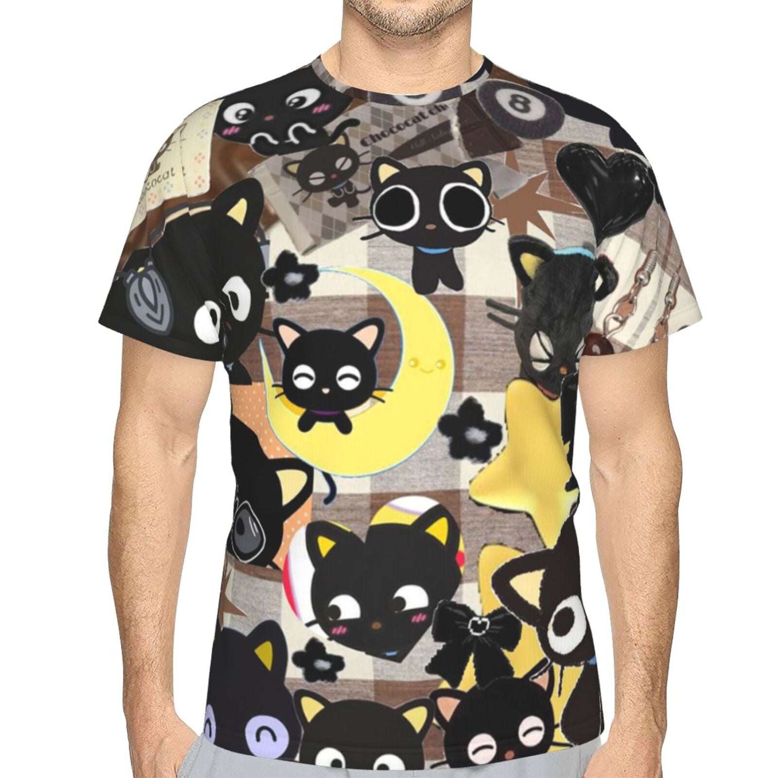Mens Chococat 3d Print T-Shirt Crewneck Short Sleeve Tee Shirt ...