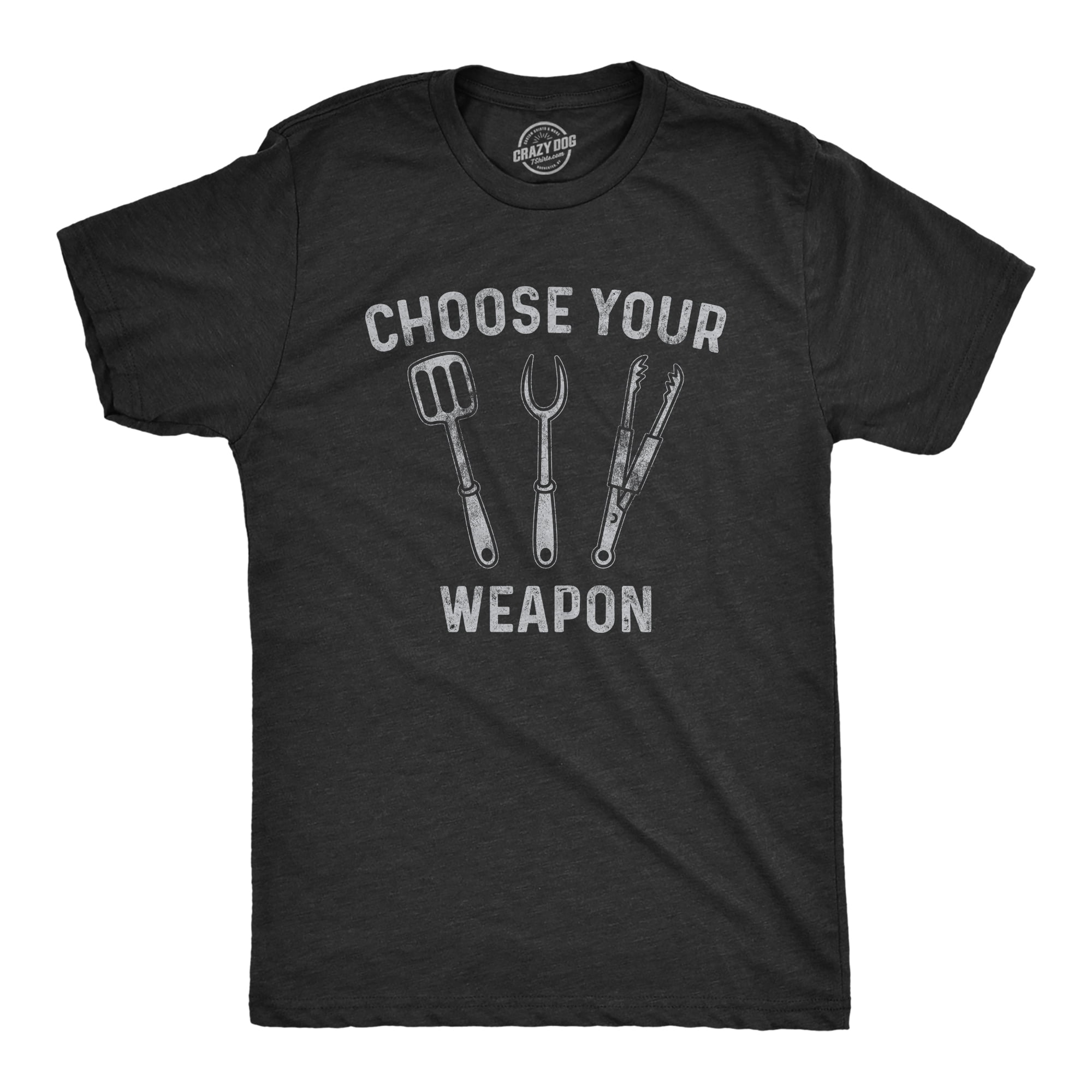 Mens Choose Your Weapon Tshirt Funny Grill Utensils Backyard BBQ ...