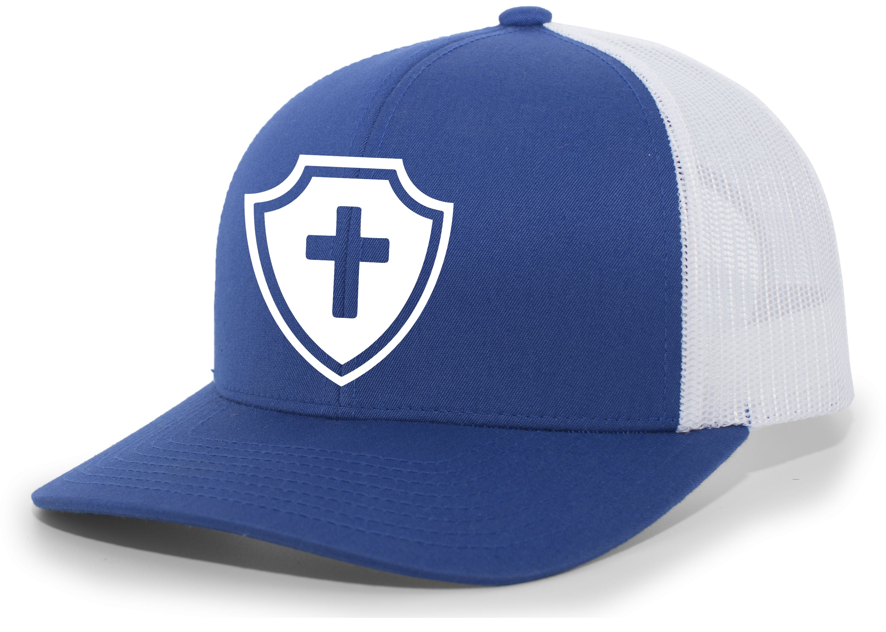 Mens Christian Hat Cross Shield Christ Faith Mesh Back Trucker Hat ...