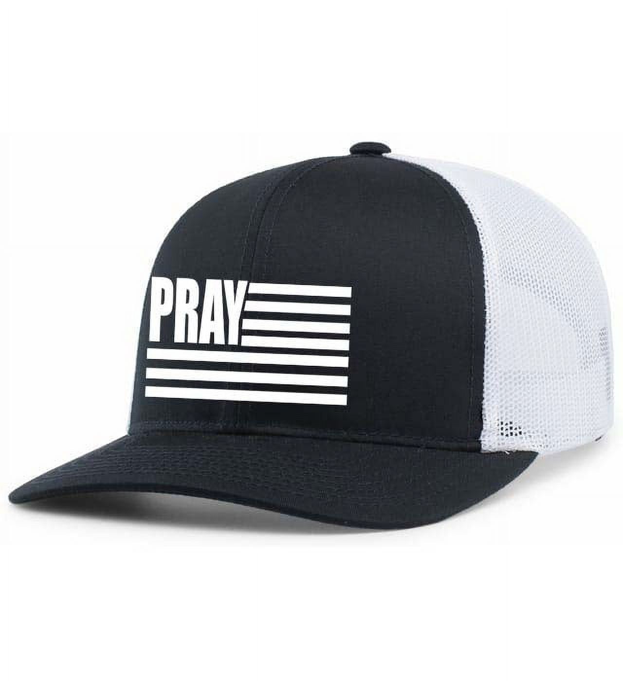Mens Christian Hat Pray American Flag USA Patriotic Christian Mens Mesh ...