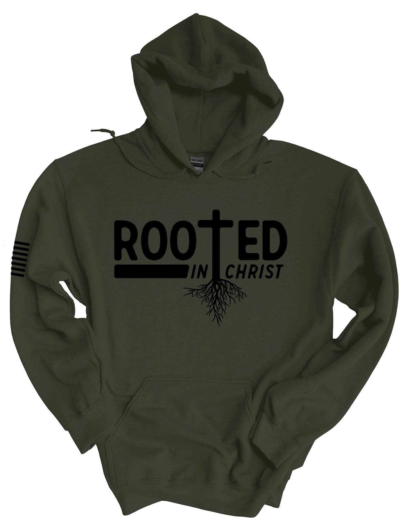 Mens Christian Hoodie Rooted In Christ Cross Hooded Sweatshirt Hoodie ...