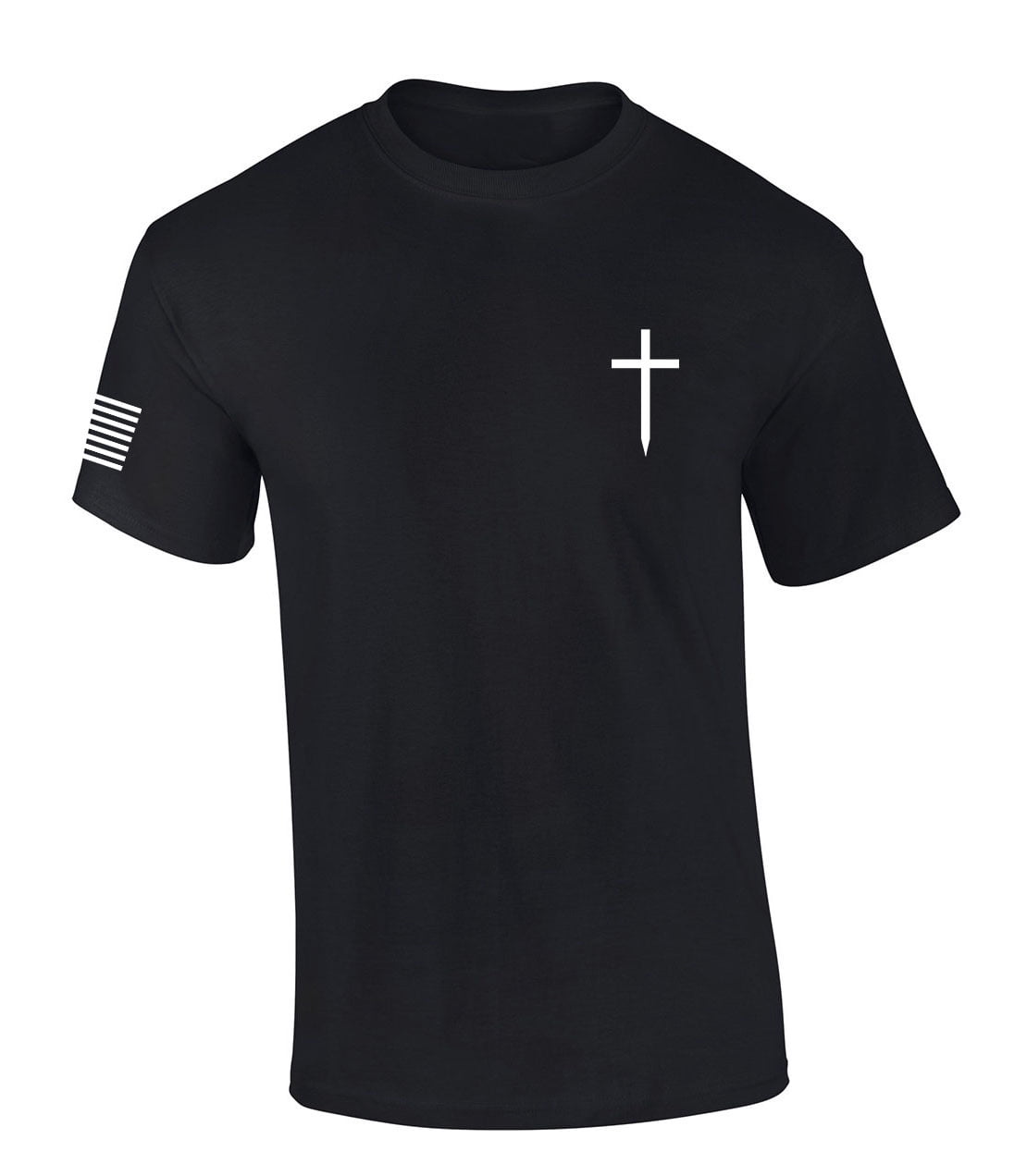 Mens Christian Shirt Faith Cross Crest American Flag Sleeve T-shirt ...