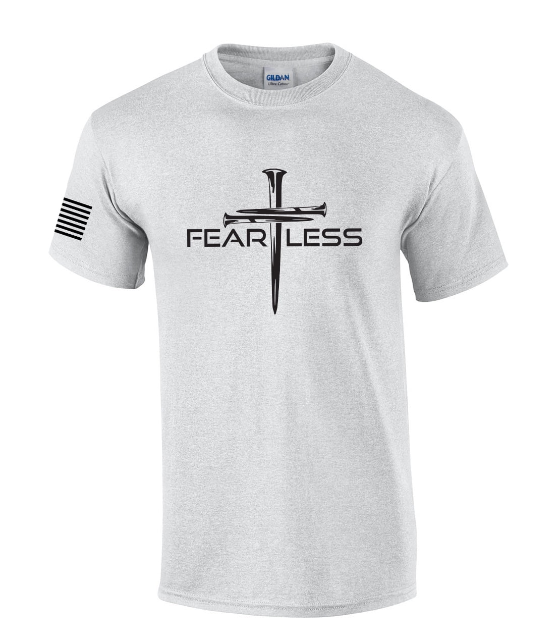 Mens Christian Shirt Nail Cross Fearless Short Sleeve T-shirt Graphic Tee-Sports Grey-xxxl ...